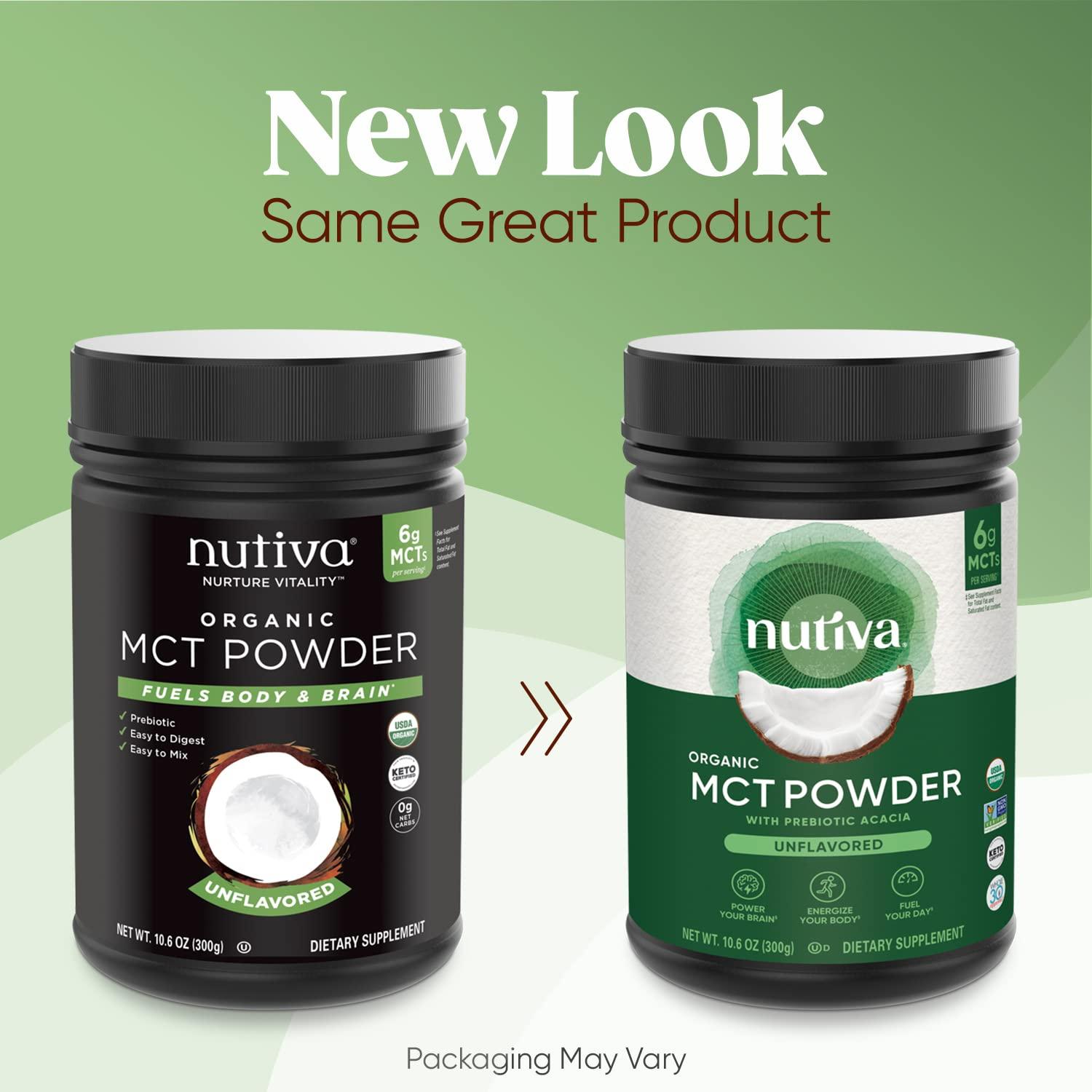 Nutiva Organic MCT Powder with Prebiotic Fiber - Keto & Paleo, 10.6 oz | Vegan, Gluten-Free, Non ...