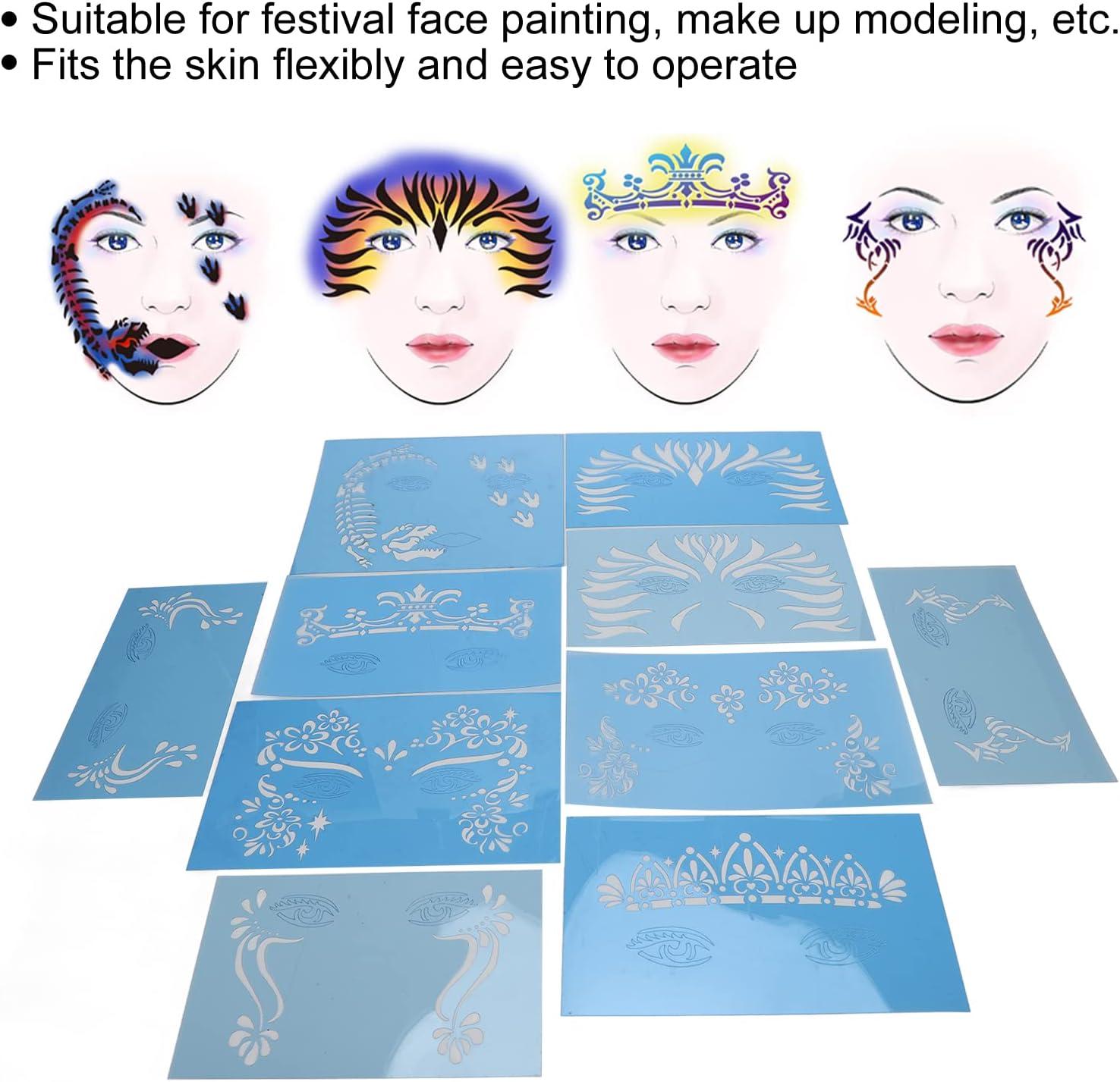 Easy-to-Use Face Painting Template Kit - Non-Toxic Festival Makeup for ...