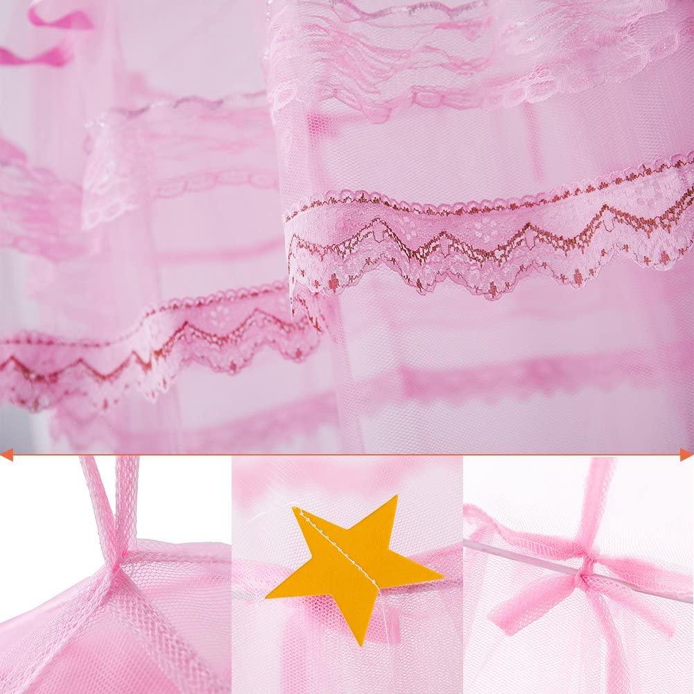 Twinkle Star Kids Netting Princess Bed Canopy 3 Layers Lace Ruffle Dome ...