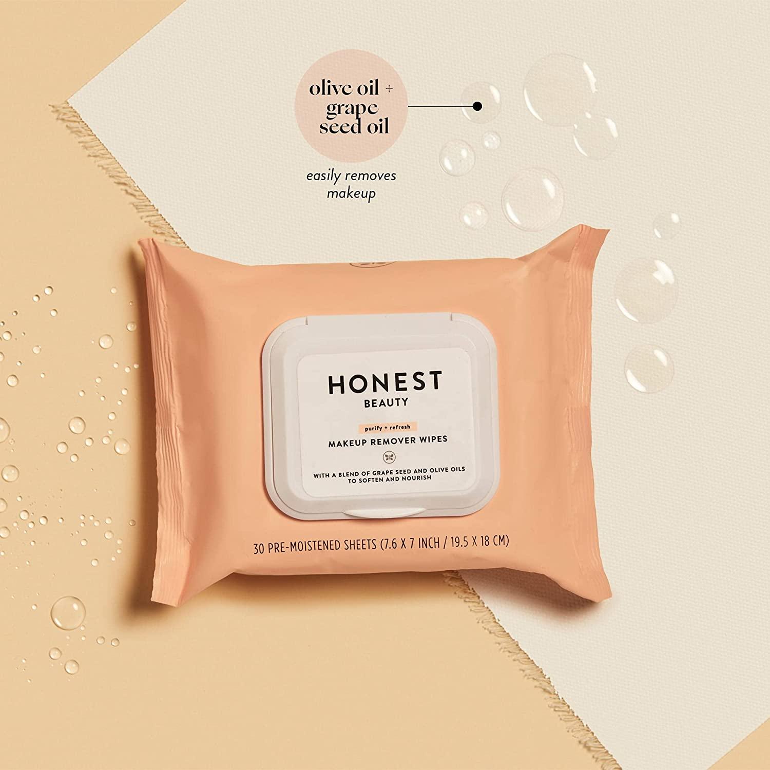 Honest Beauty Makeup Remover Wipes | Grape Seed & Olive Oils | Paraben ...