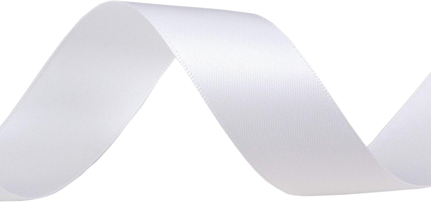 VATIN 1 Inch Double Faced Polyester Satin Ribbon White - 25 Yards Spool ...