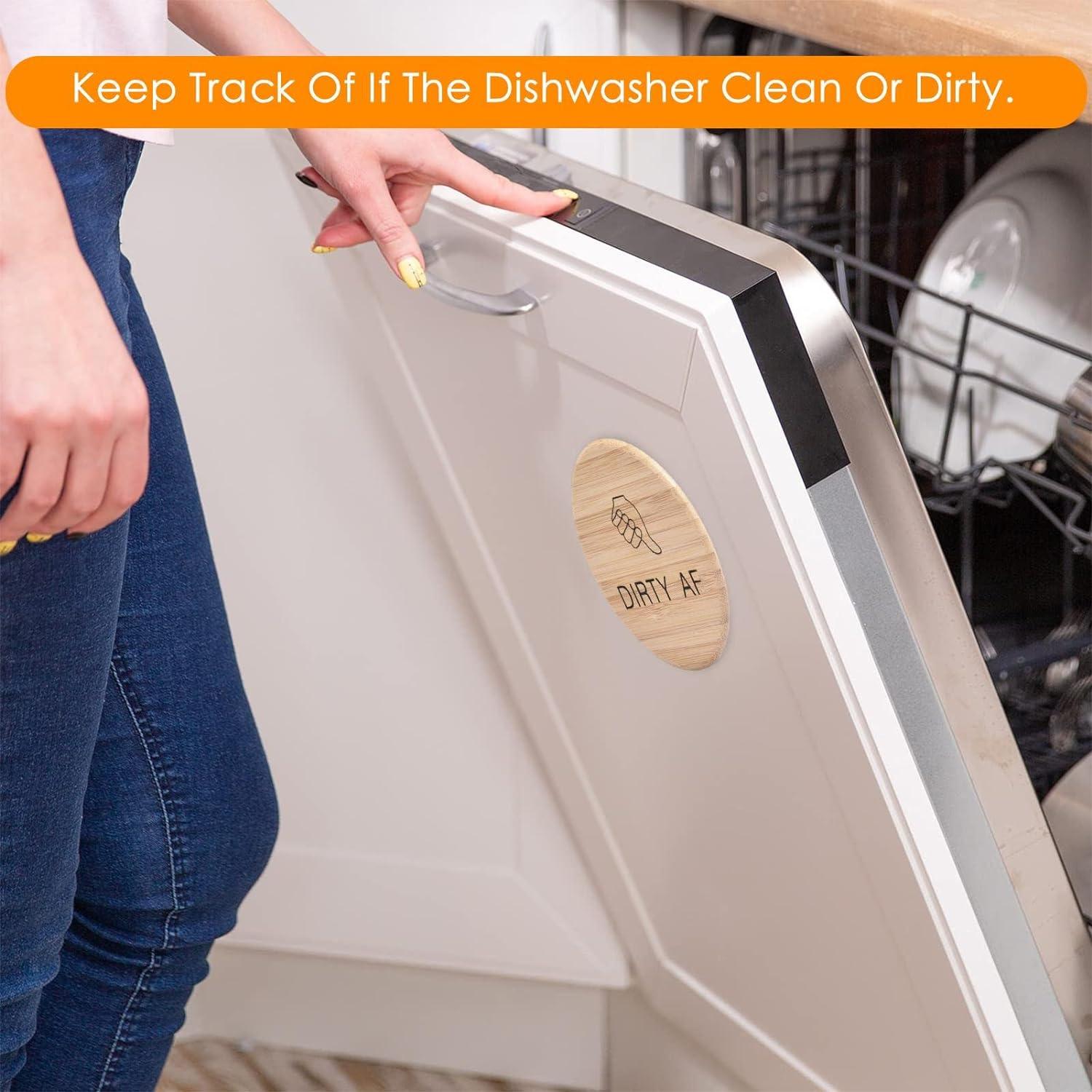 Libetter Dishwasher Clean Dirty Sign - Bamboo Non-Scratch Strong ...