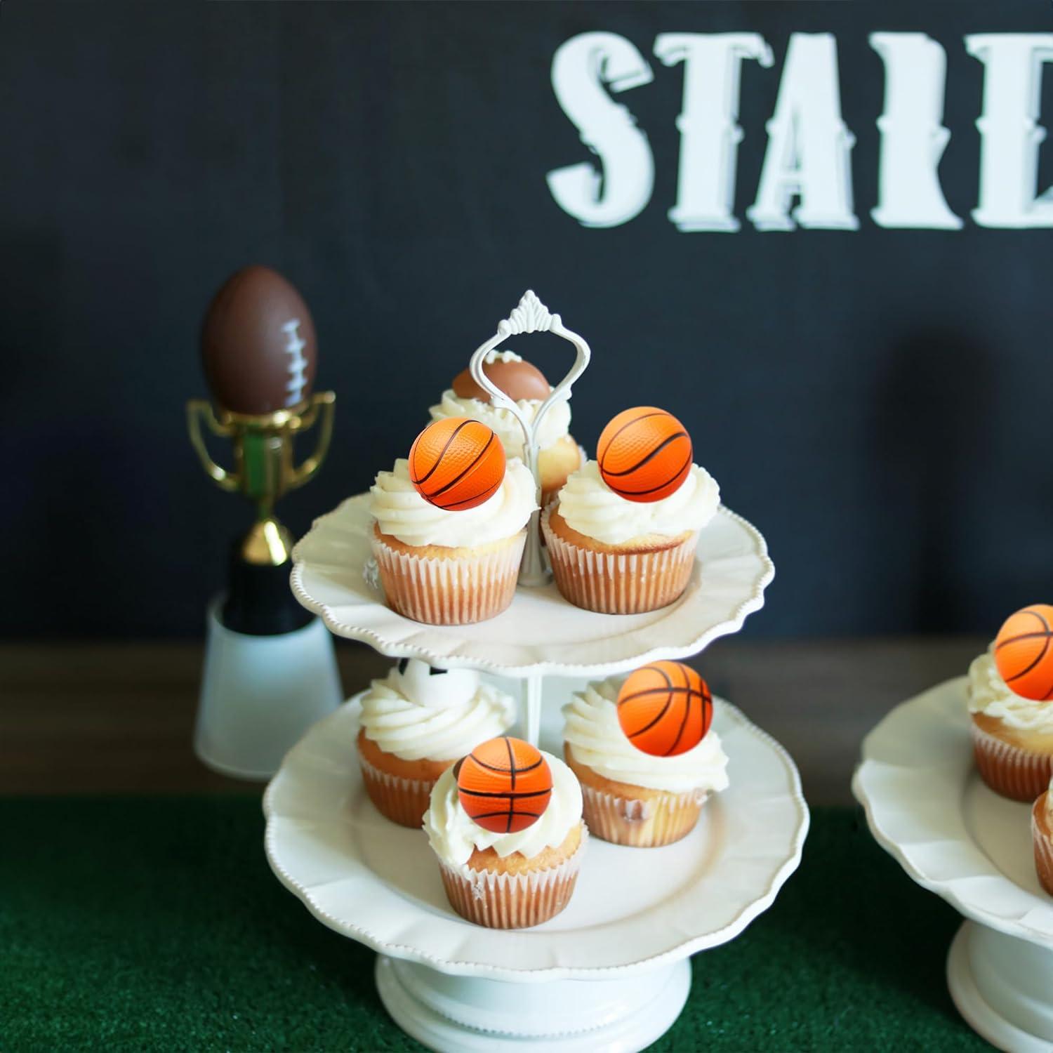 Ephlyn 10 Pack 3D Basketball Cupcake Toppers Basketball Cake Toppers ...