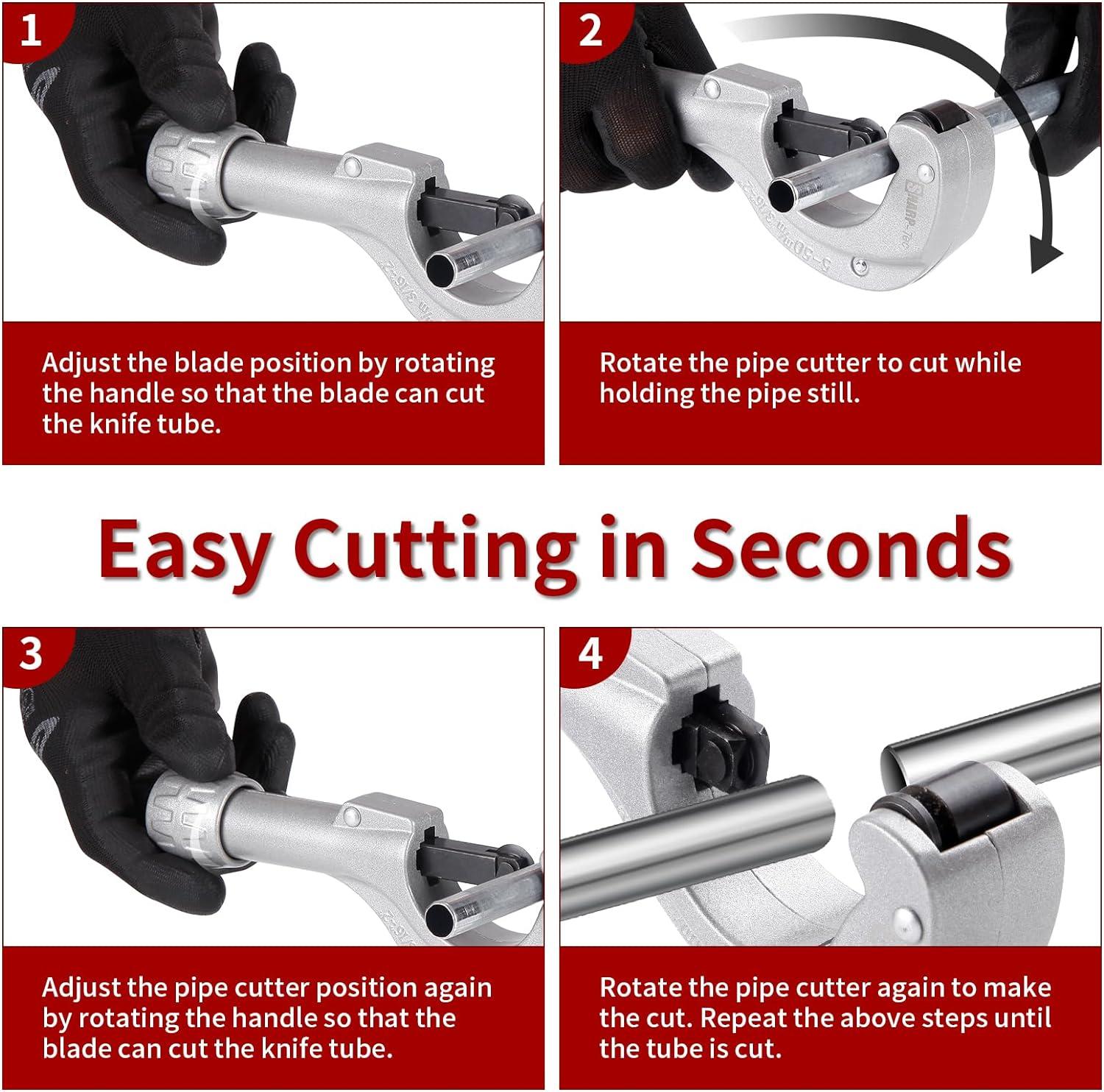 Sharp-tec Adjustable Pipe Cutter - 5-50mm Pipe Slice Tube Cutter with Deburring Blade | Buy Now ...