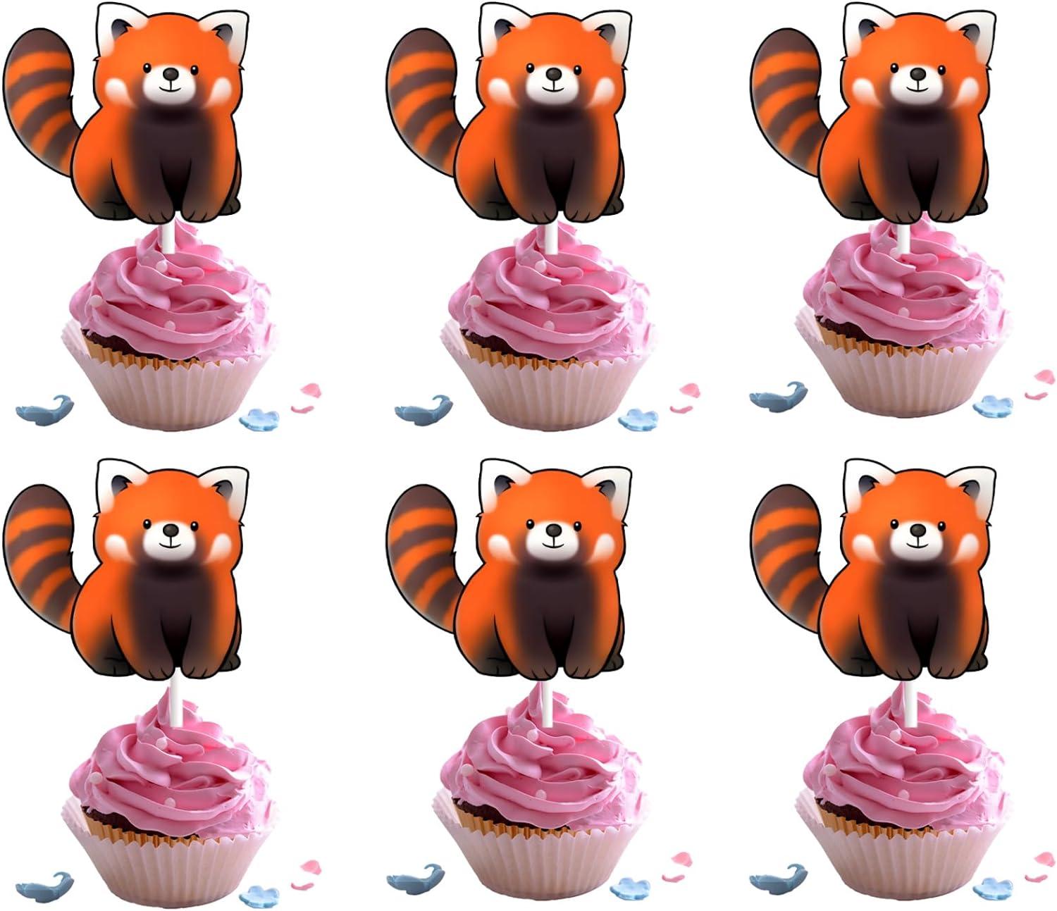 18pcs Red Panda Cupcake Toppers for Boys Girls Baby Shower Woodland ...