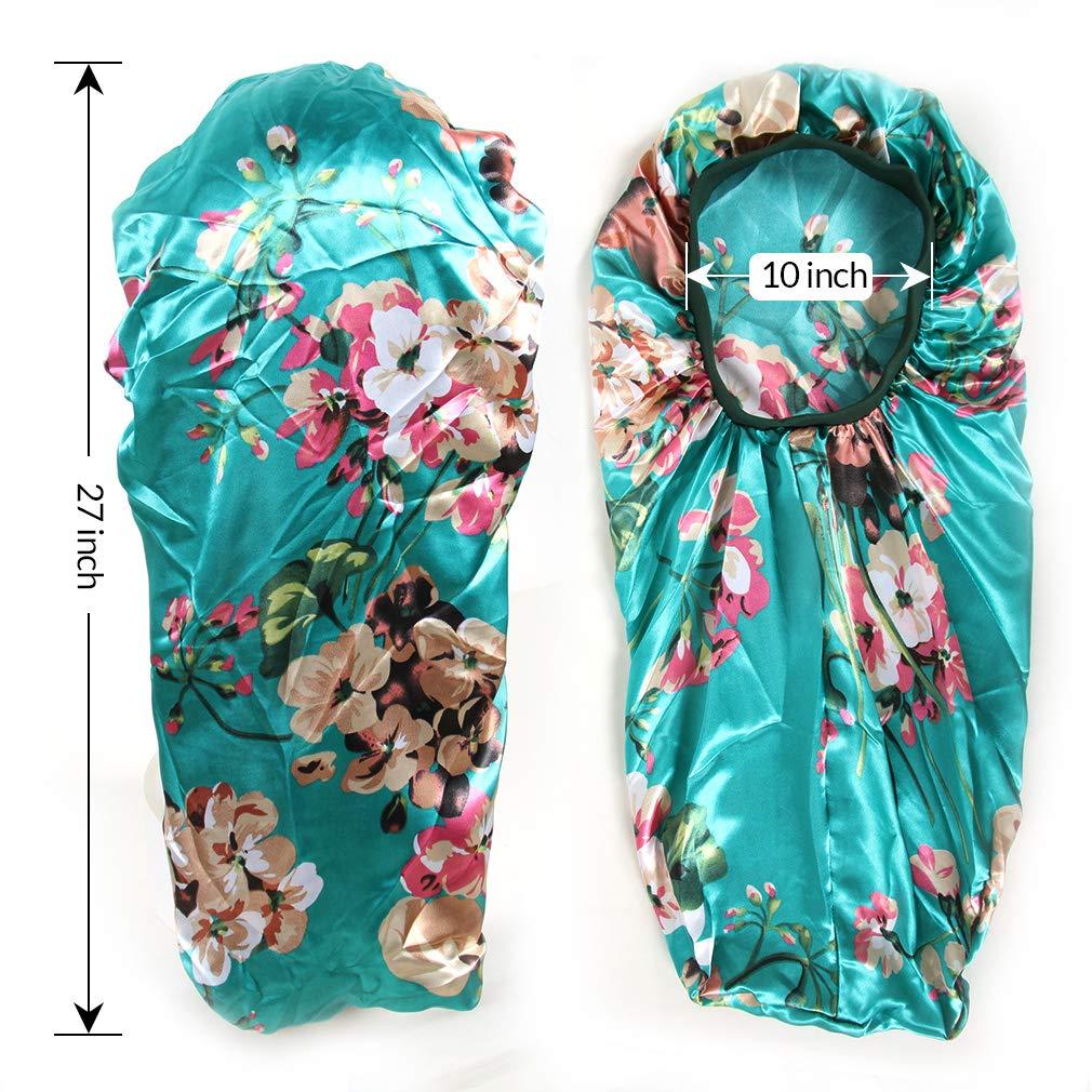 Extra Long Satin Bonnet Sleeping Cap for Long Hair, Curly Hair ...