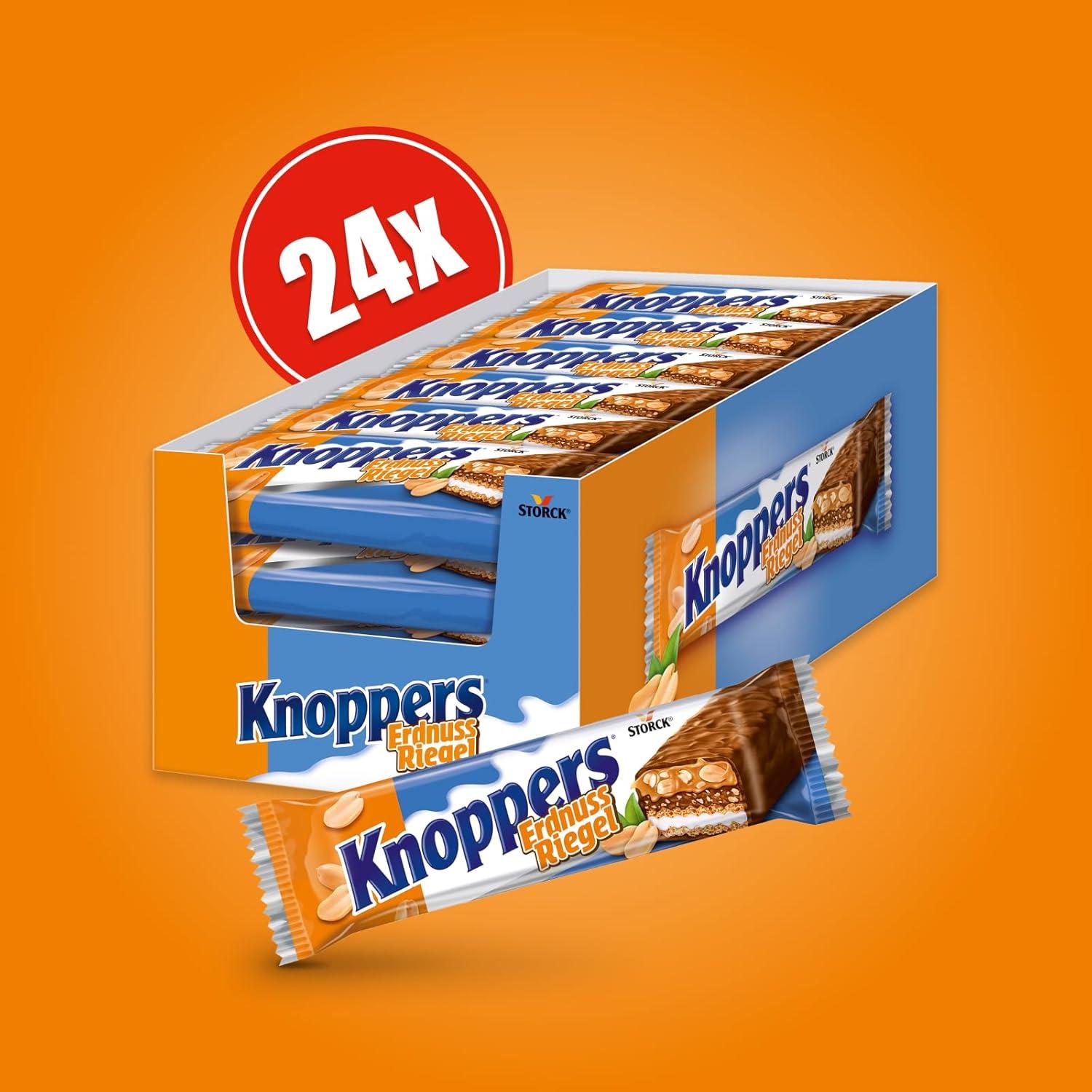 Buy Knoppers Peanut Bar - 24 x 40g Waffle Bars with Milk Cream & Nuts ...