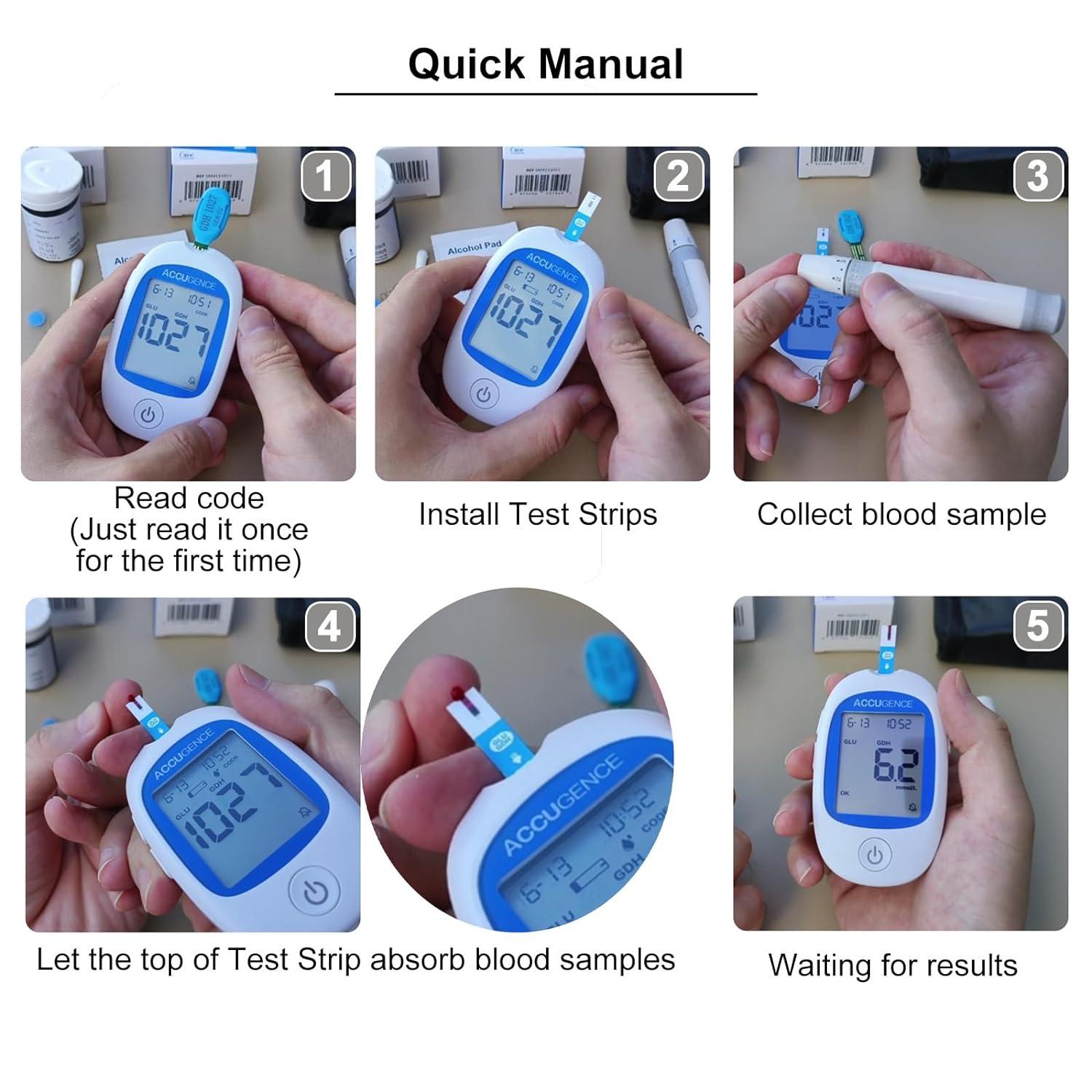 ACCUGENCE Uric Acid Test Kit with 3in1 Meter - Fast Results for Home ...