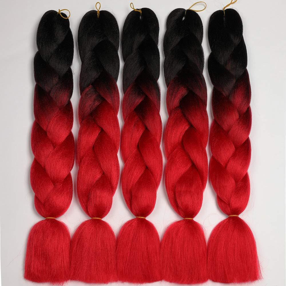 Showjarlly Jumbo Braid Extensions - 24 Kanekalon Ombre Braid 5 Pack for ...