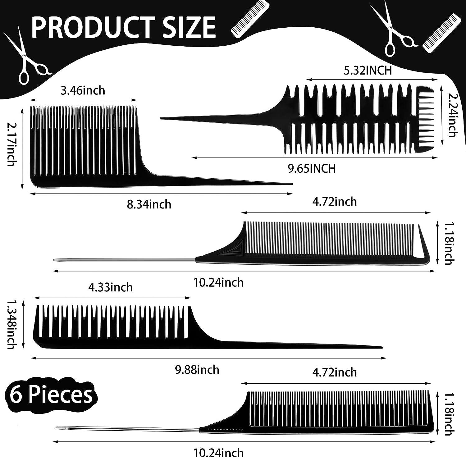 6-Piece Hair Comb Set for Weaving, Sectioning, Balayage, and Styling ...