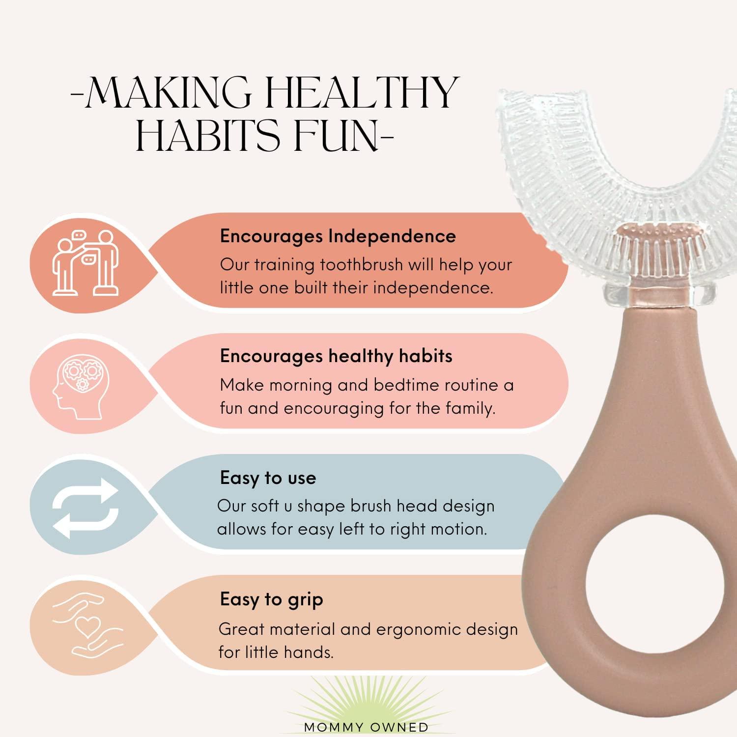 Happy Bubble Premium Soft Silicone U-Shaped Toddler Toothbrush - Pink ...