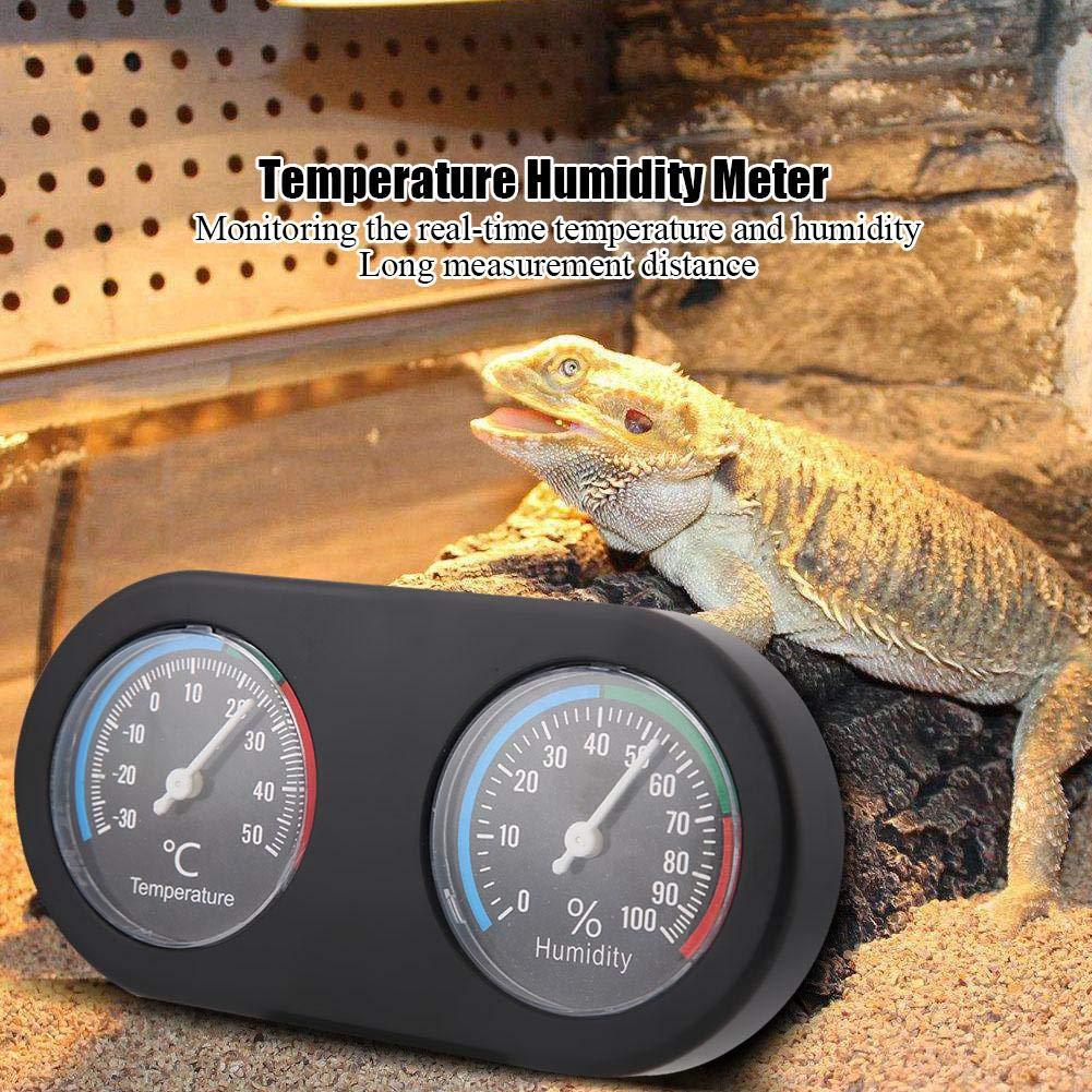 Dual Dial Reptile Thermometer Hygrometer Pet Rearing Box Mini Round ...
