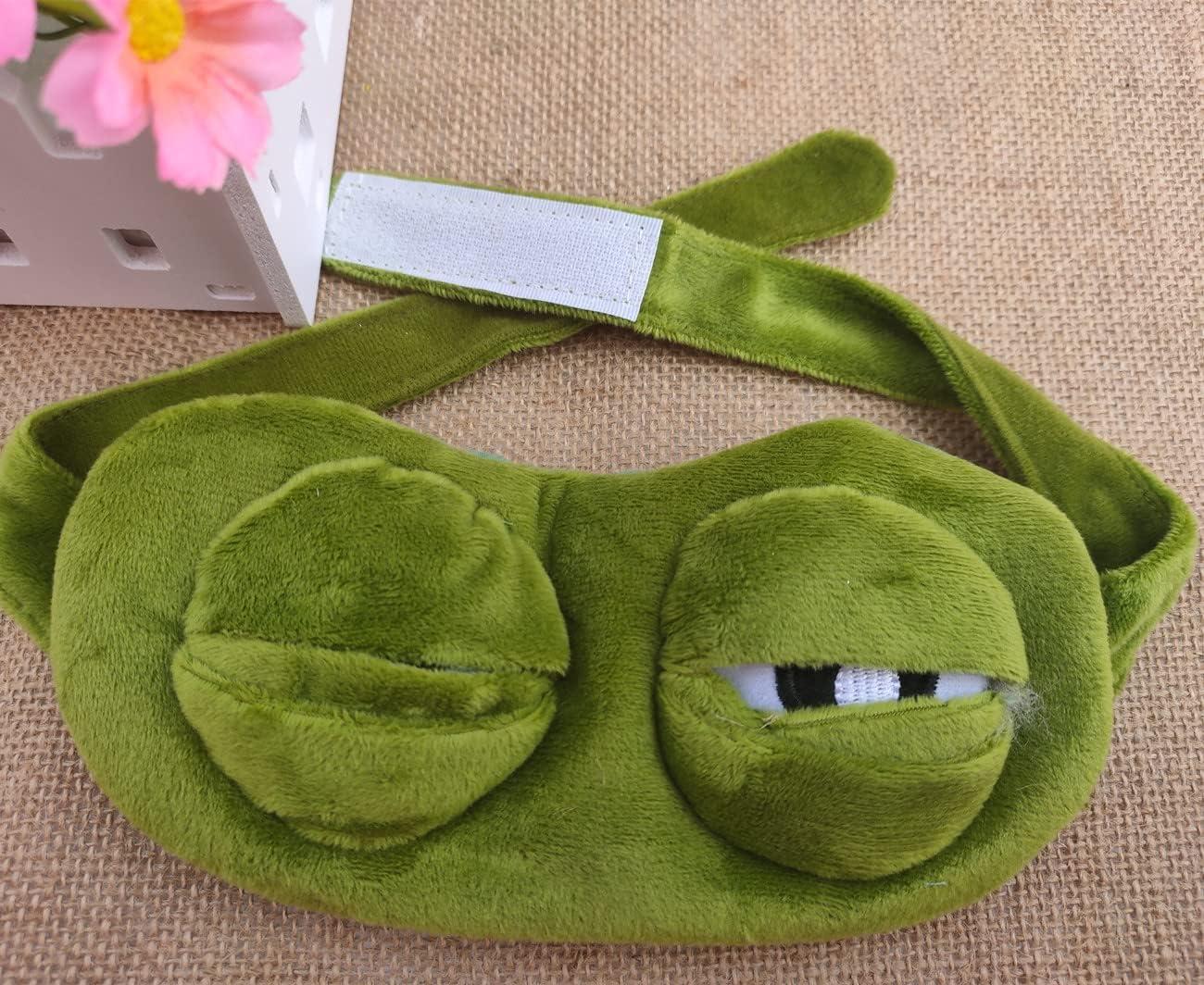 3D Frog Eye Sleep Mask - Cute Cartoon Sad Frog Design - Super Soft Eye ...