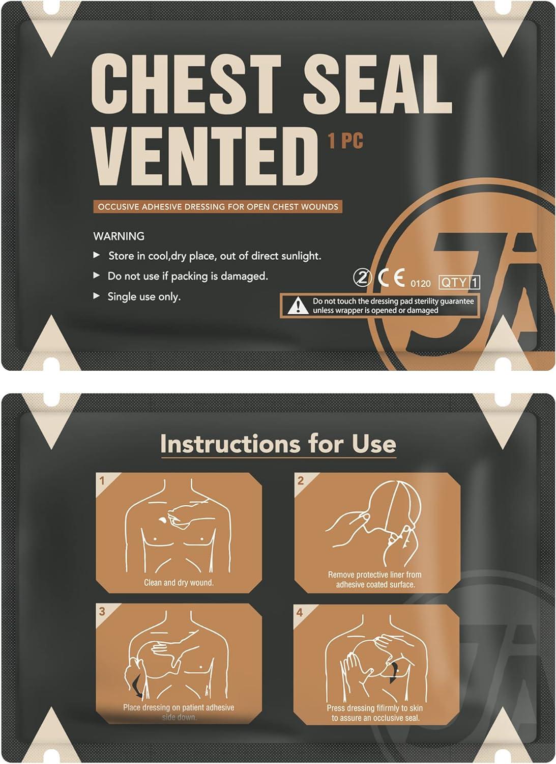 2-Count Chest Seal Vented for Open Sucking Chest Wounds | Emergency ...