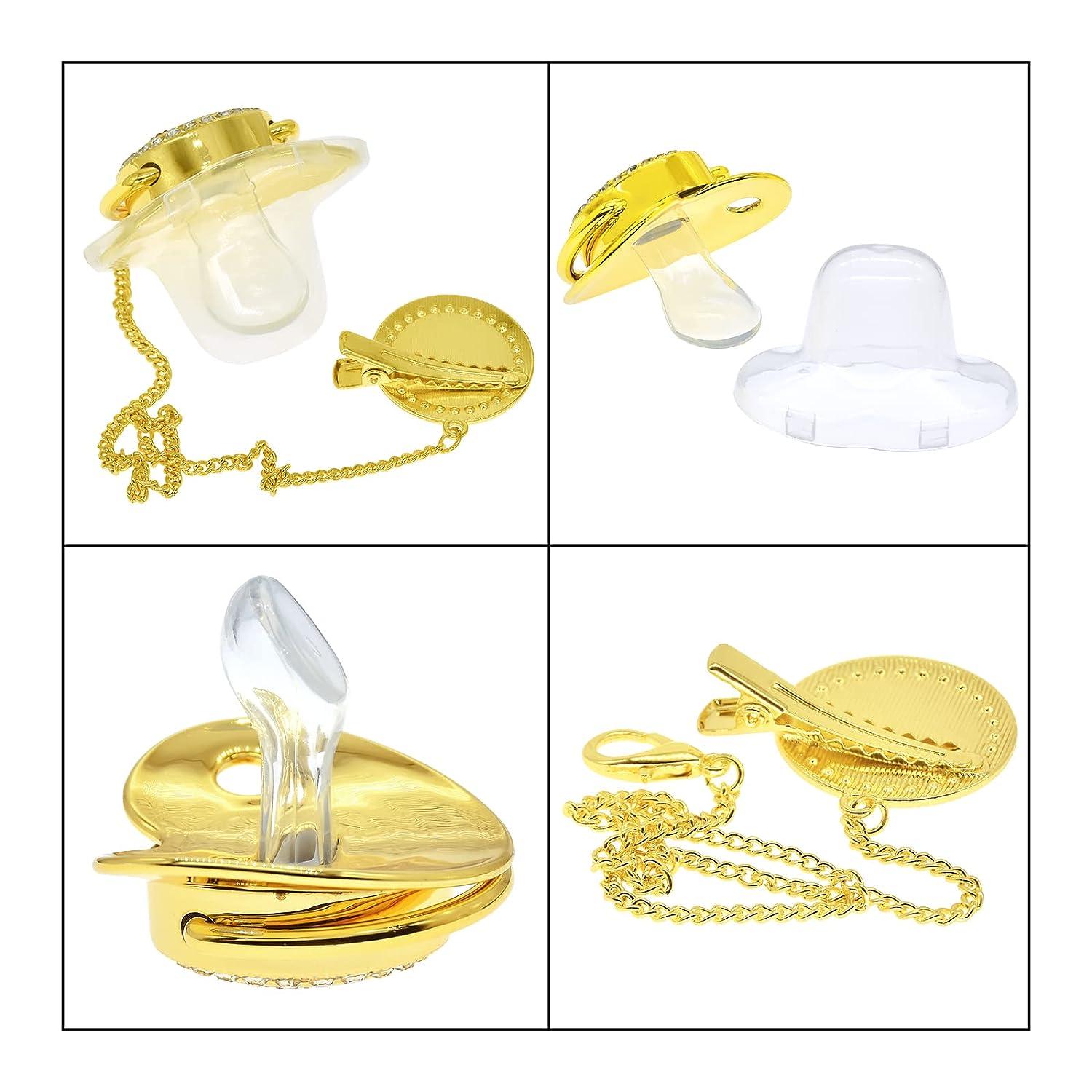 Gold Baby Pacifier Set with Pacifier Clip and Anti-dust Cover - A-Z ...