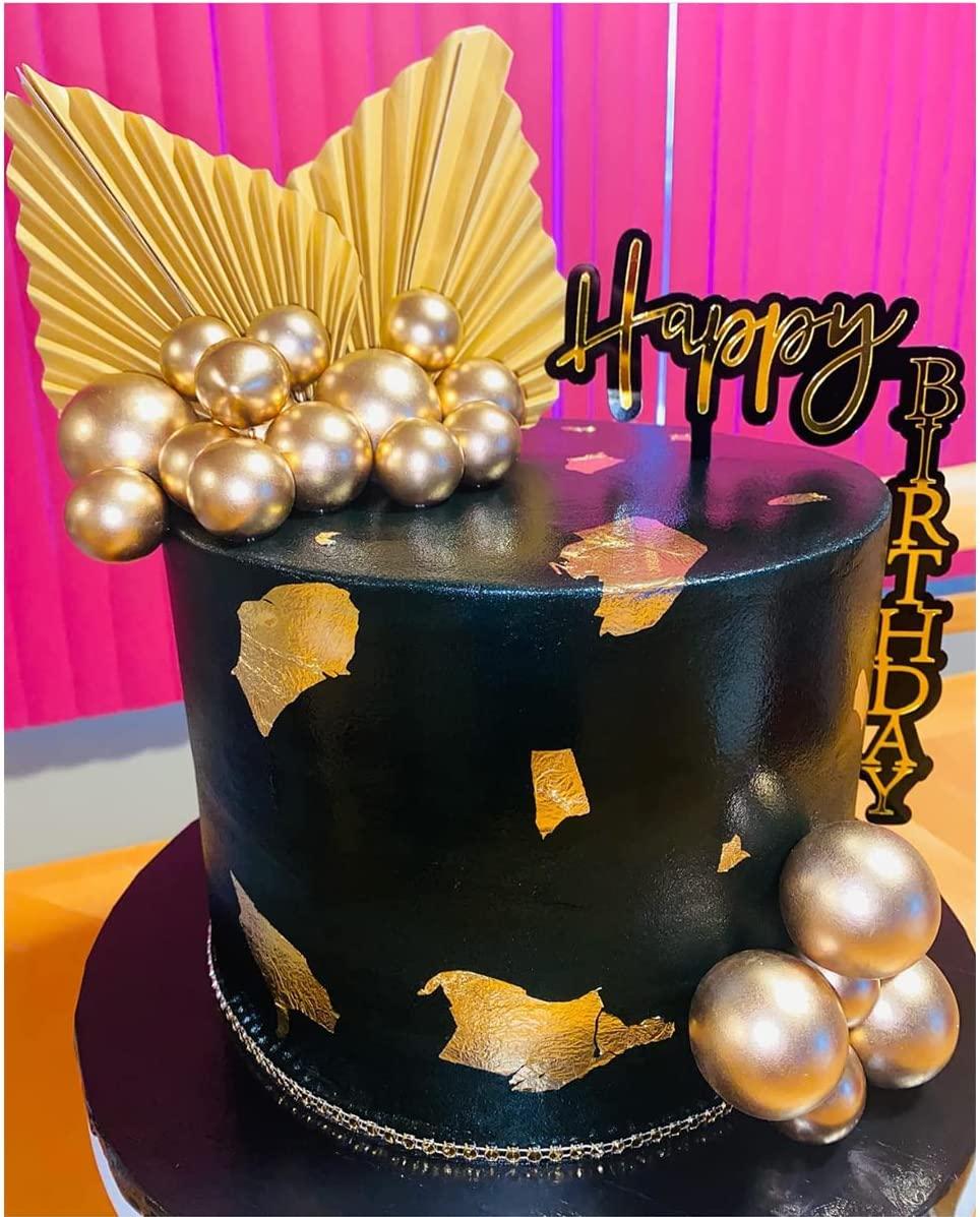 23-Piece Gold Palm Leaves Birthday Cake Topper Set for Party Decoration ...