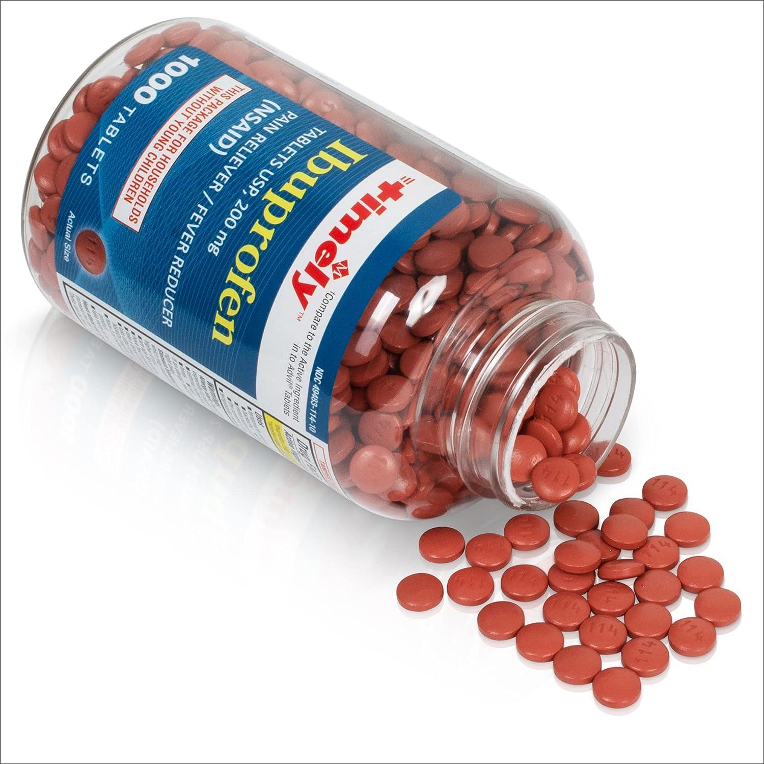 Timely Ibuprofen 200mg - 1000 Tablets | Pain Relief & Fever Reducer for ...