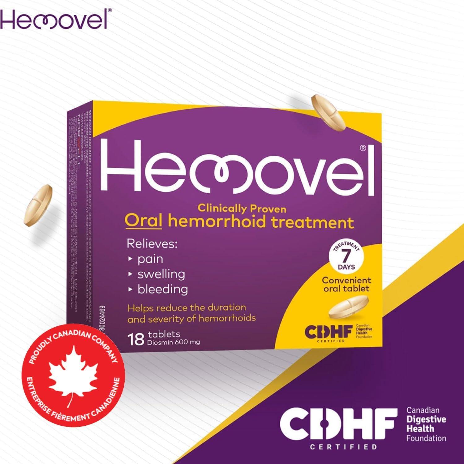 HEMOVEL Hemorrhoidal Oral Treatment - Clinically Proven Mess-Free ...