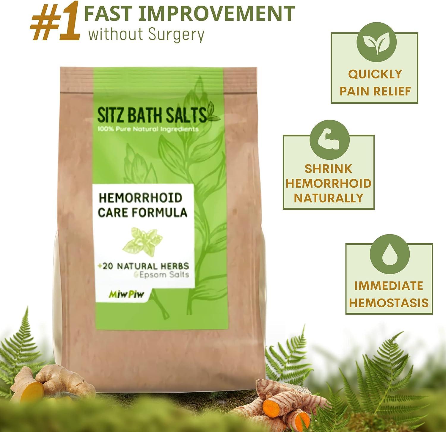 Miw Piw Sitz Bath Salts for Hemorrhoids 16 Oz - Natural Relief for Internal and External ...