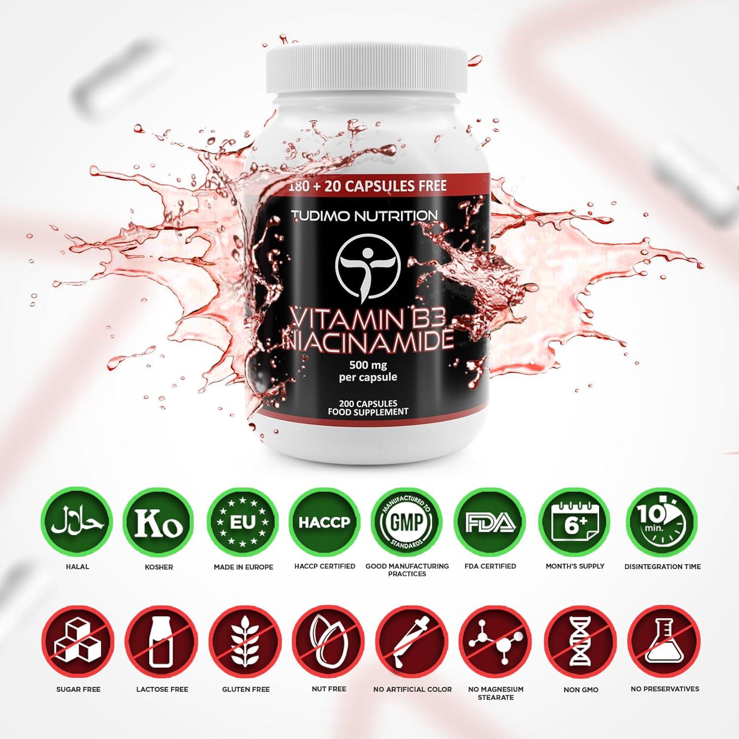 Vitamin B3 Flush-Free Capsules 500mg - 200 Pieces | High-Dose ...