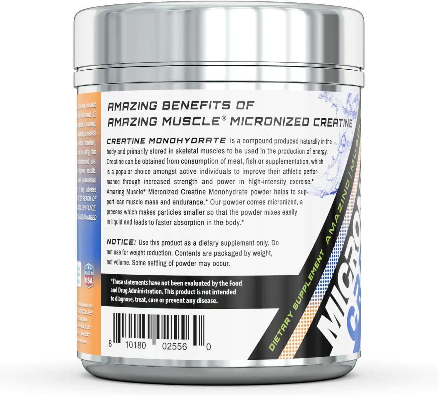 Amazing Muscle Micronized Creatine Monohydrate 1 lb - 5000mg per ...