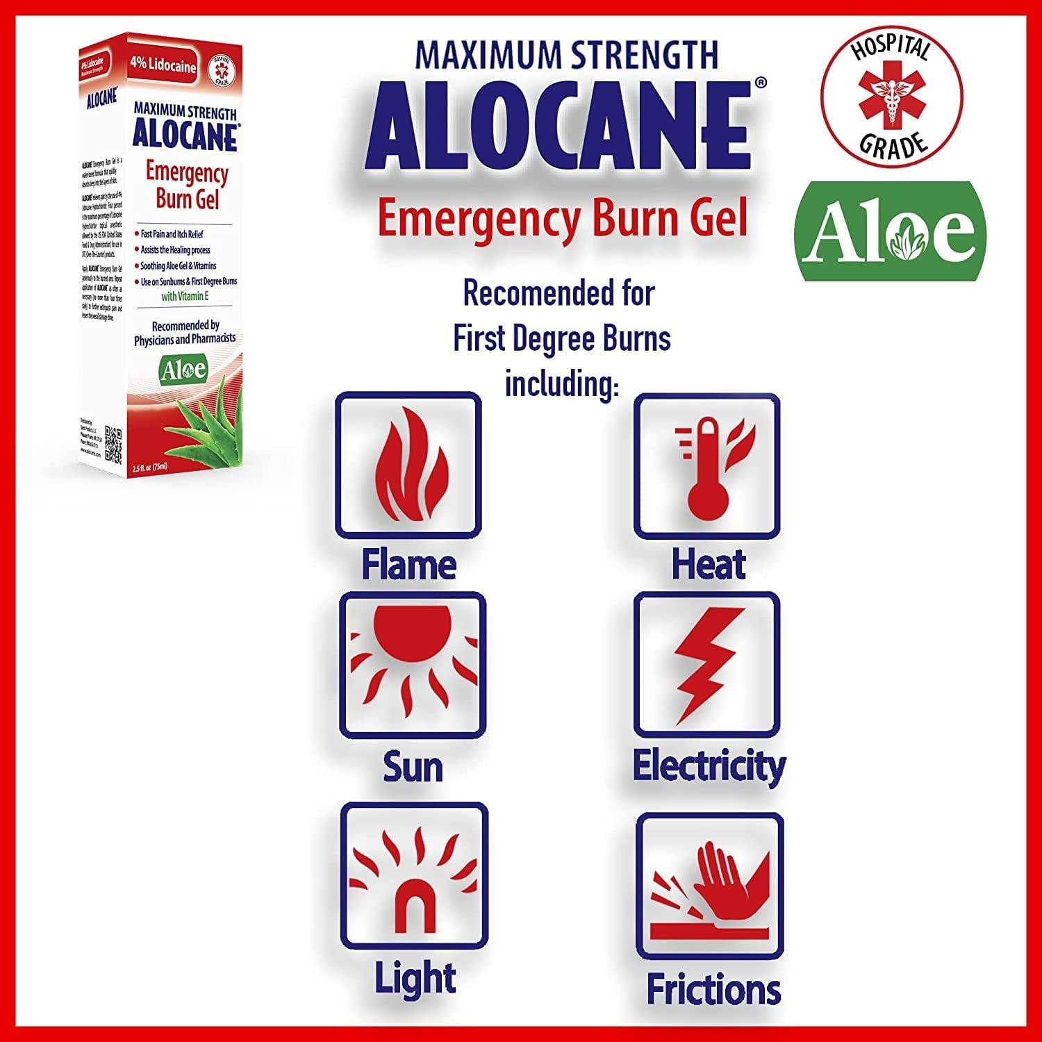 Alocane Maximum Strength Burn Gel 2.5oz - Pack of 2 | Fast Relief for Burns