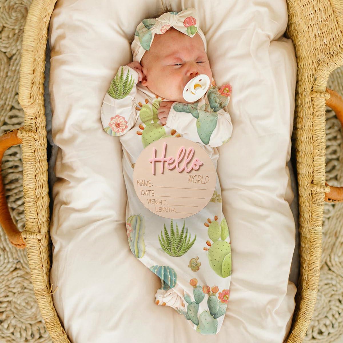 Ylsteed Baby Birth Announcement Shield Cards - Newborn Milestone Wood ...