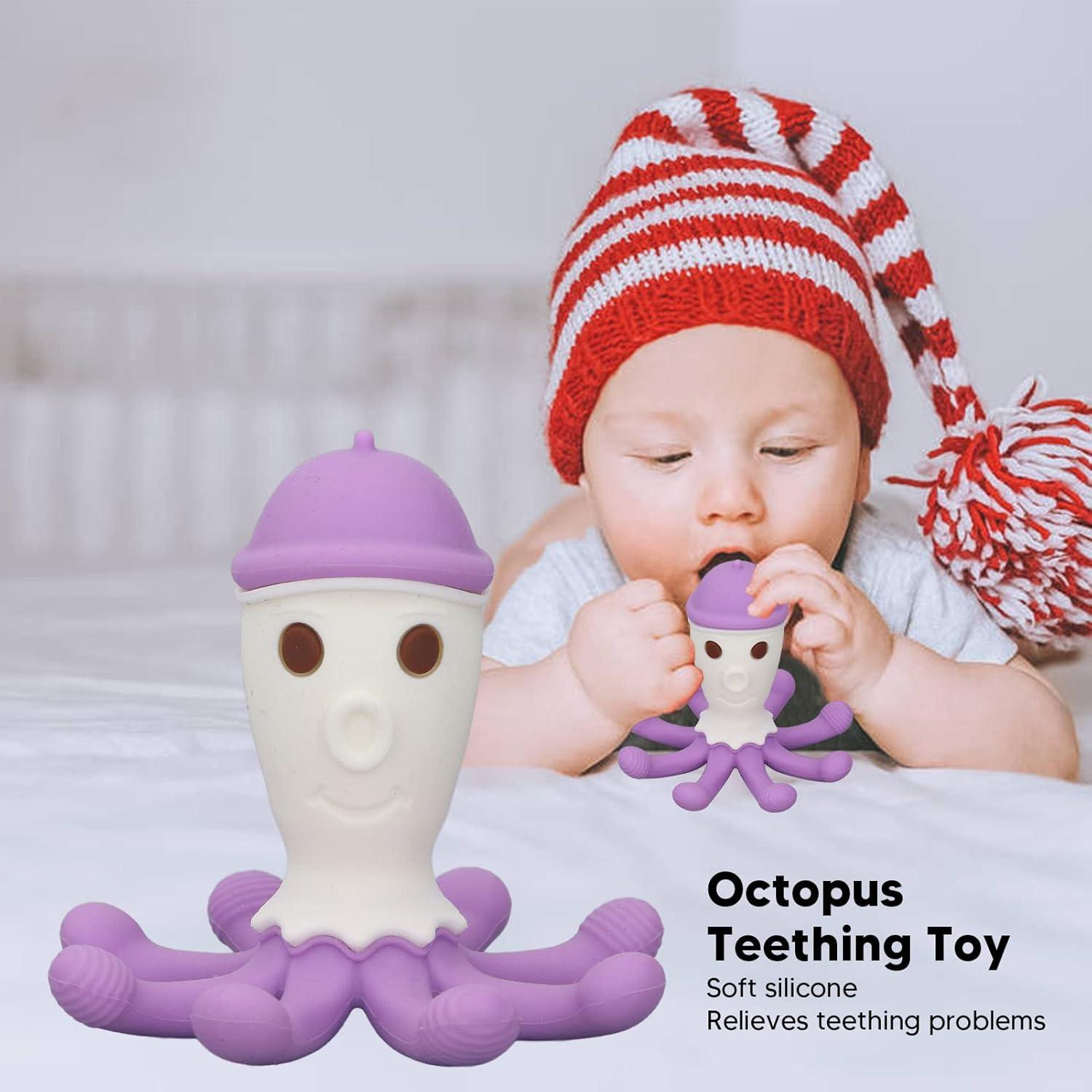 Octopus Silicone Baby Teething Toy | Soft Cartoon Teether Ring ...