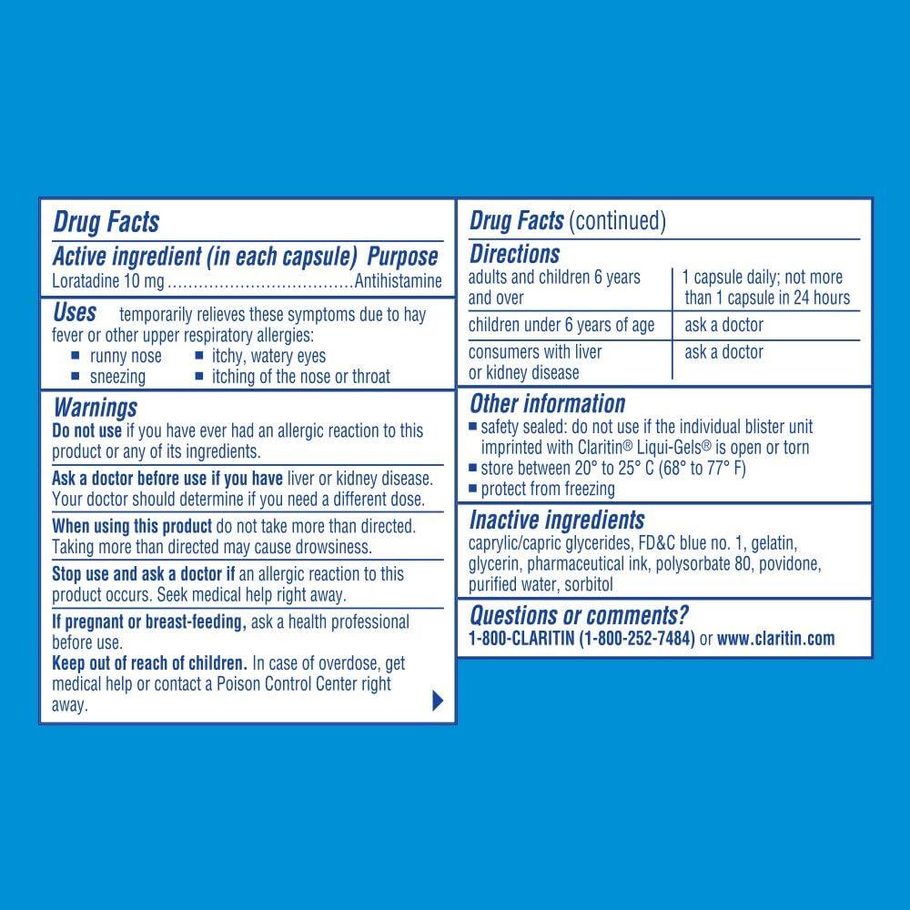 Claritin Allergy Liqui-Gels 10mg | 10 Count - Fast Acting Relief