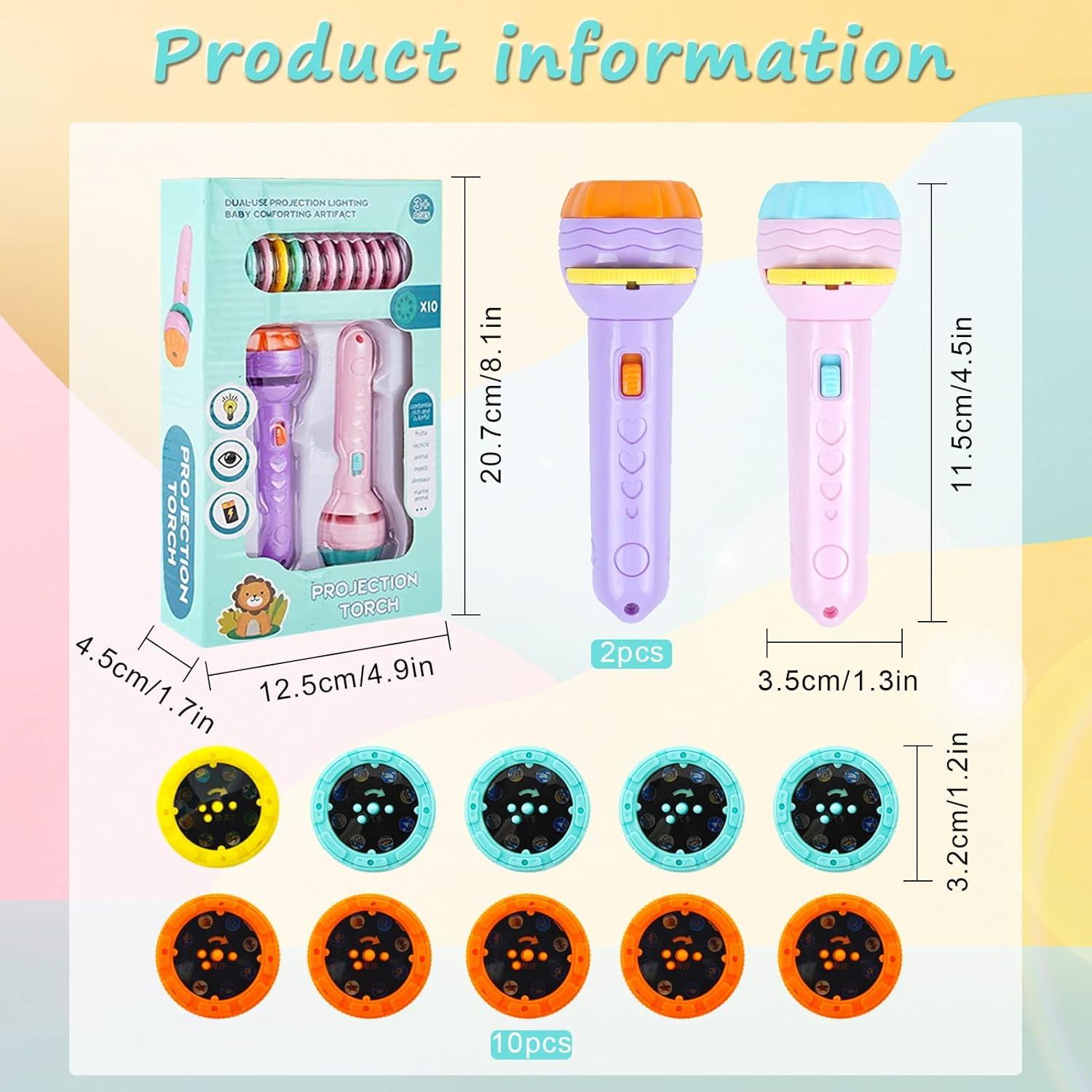 2 PCs Flashlight Projector for Kids | 80 Animal Patterns | Educational ...