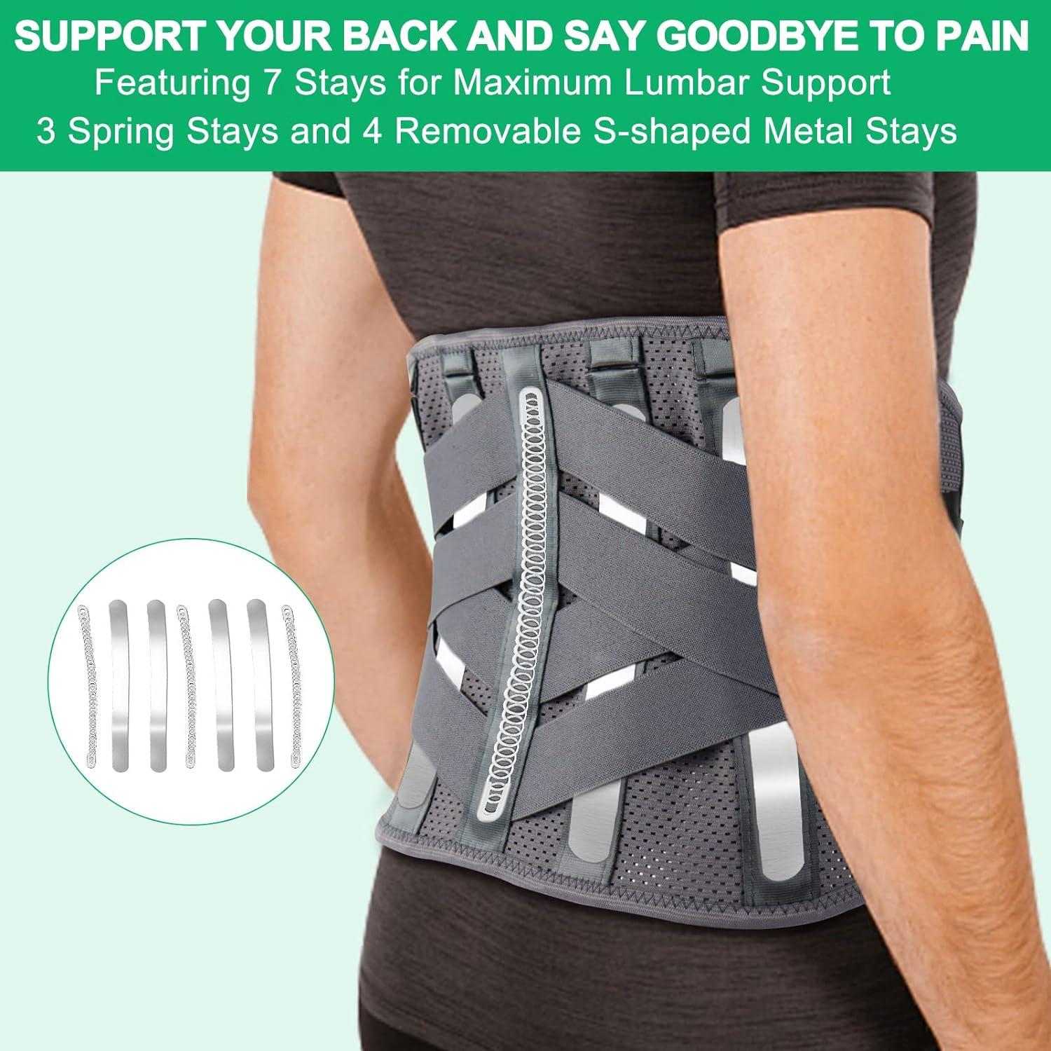 HONGJING Lower Back Brace with Lumbar Support Belt for Pain Relief ...