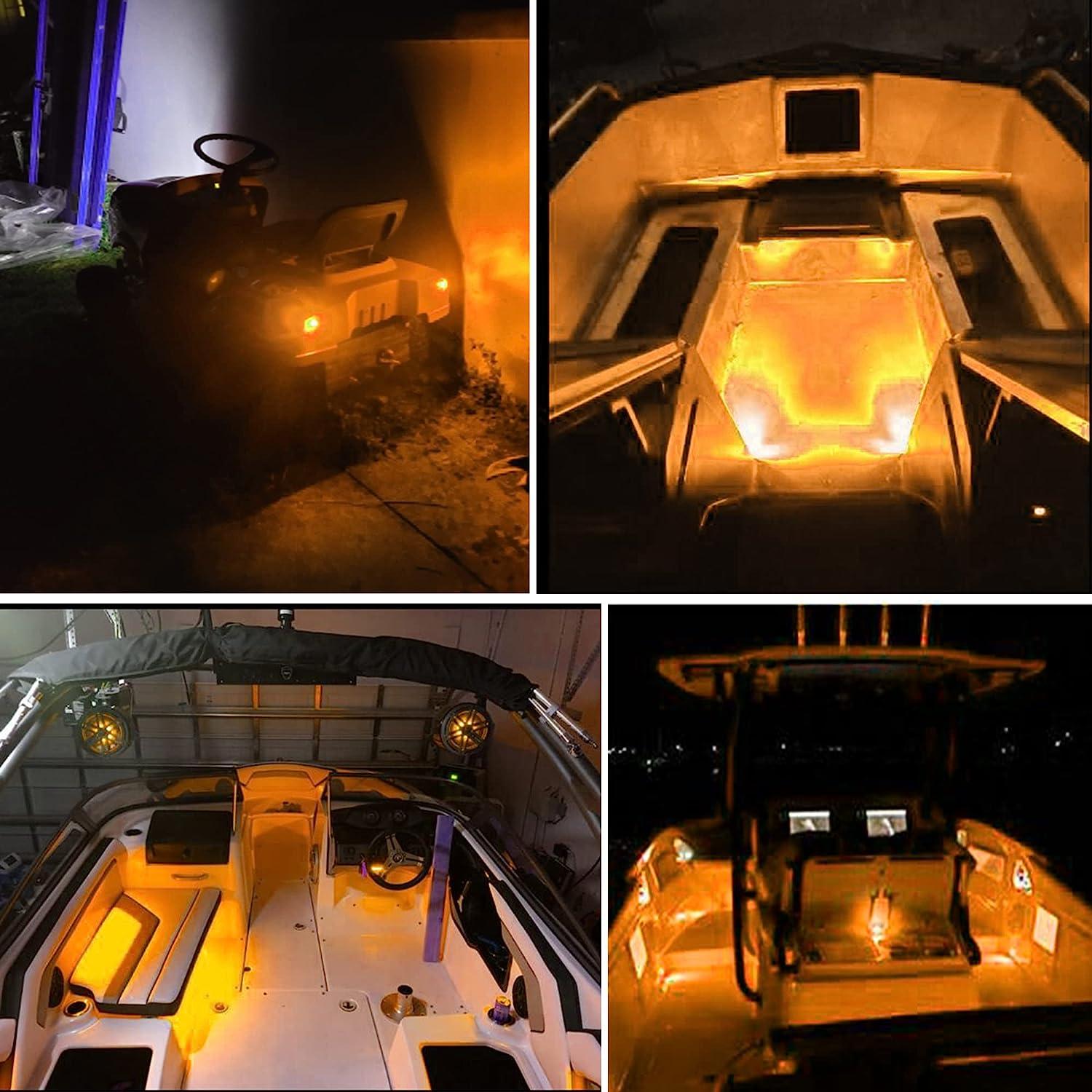 NBWDY 2PC LED Boat Light 12V 3in Amber Round Navigation Lights ...