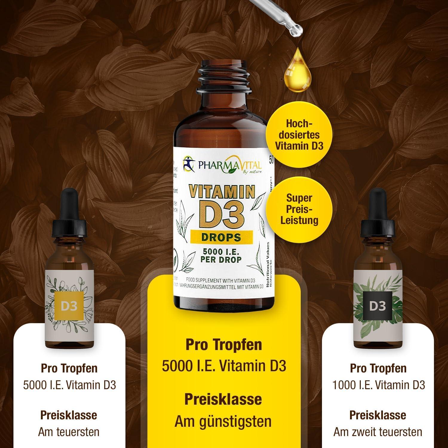 Pharmavital Vitamin D3 Drops 5000 IU - 50ml High-Quality Immune Support ...