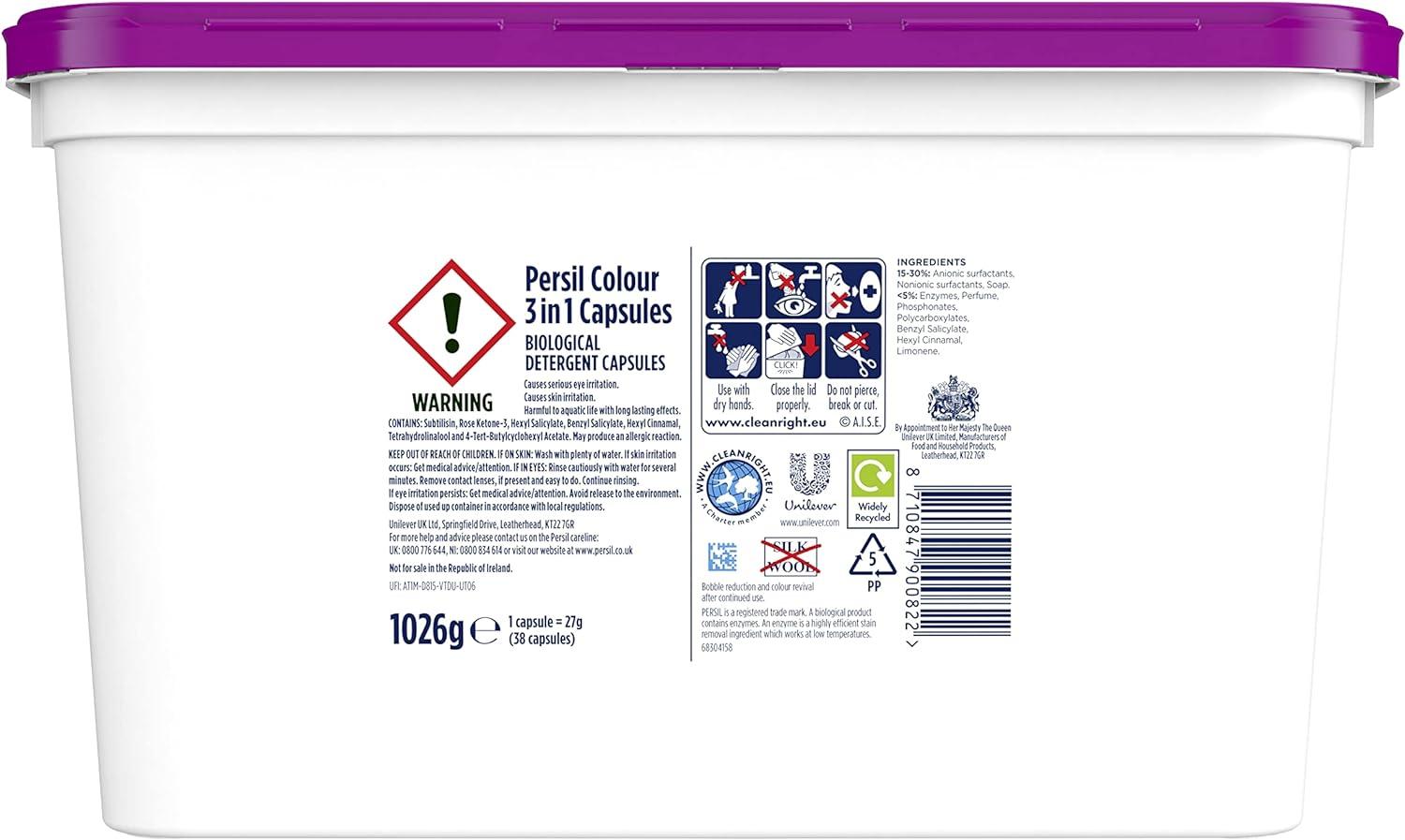 Persil 3 in 1 Colour Protect Washing Pods - 38 Washes, Laundry ...