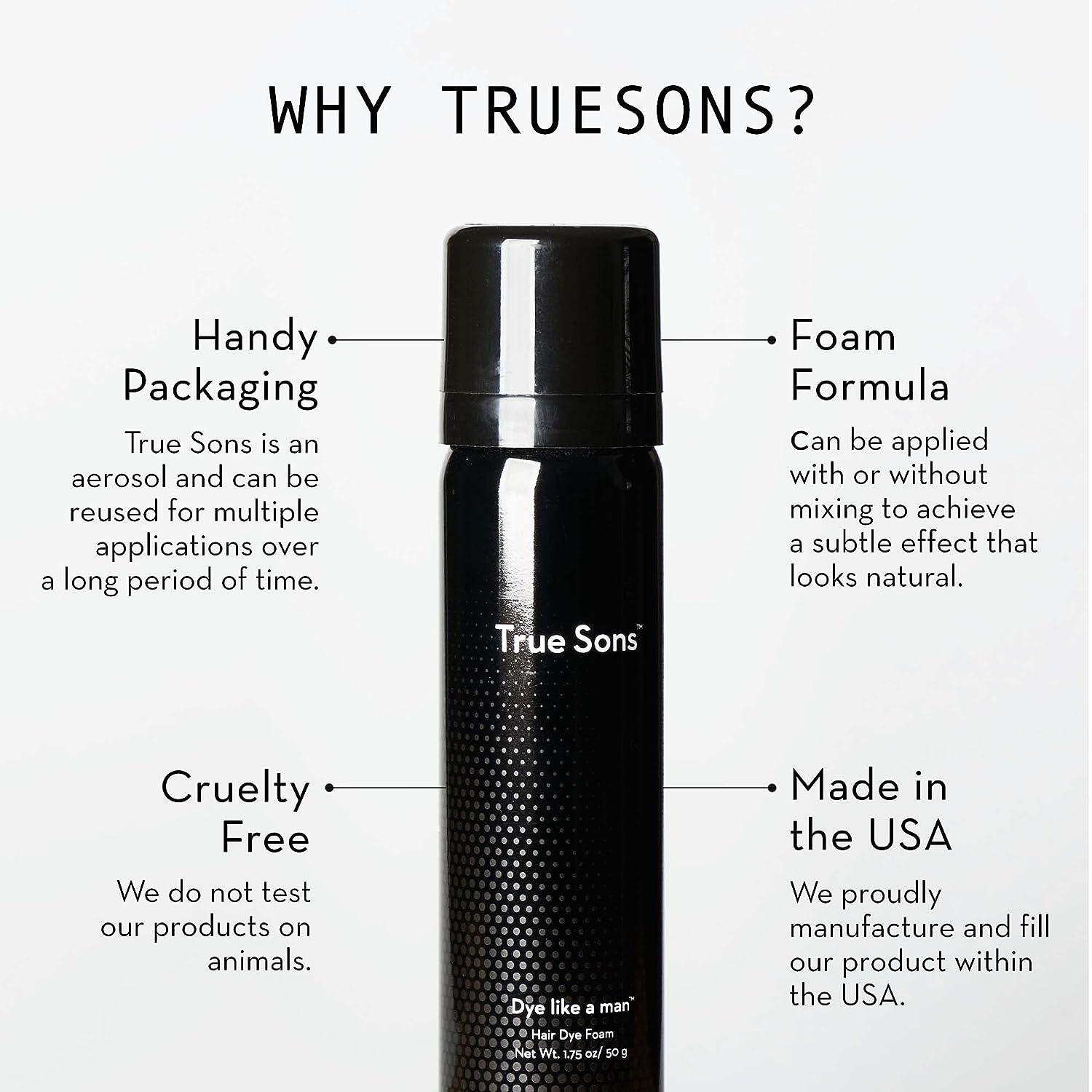 True Sons Men's Hair Dye Kit - Instant Dye Booster Applicator - Natural ...