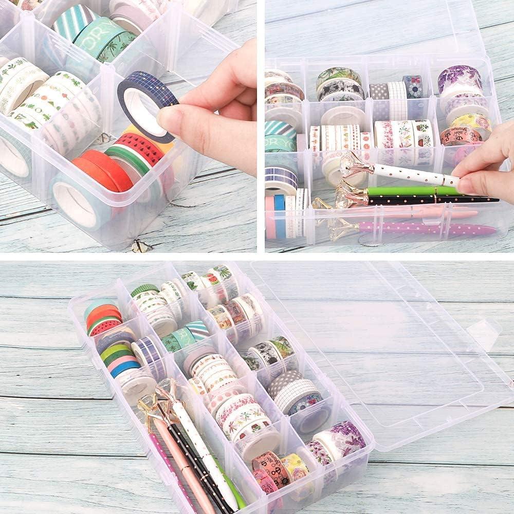 SGHUO 3 Pack Large Plastic Storage Box Organizer with 15 Grids and ...