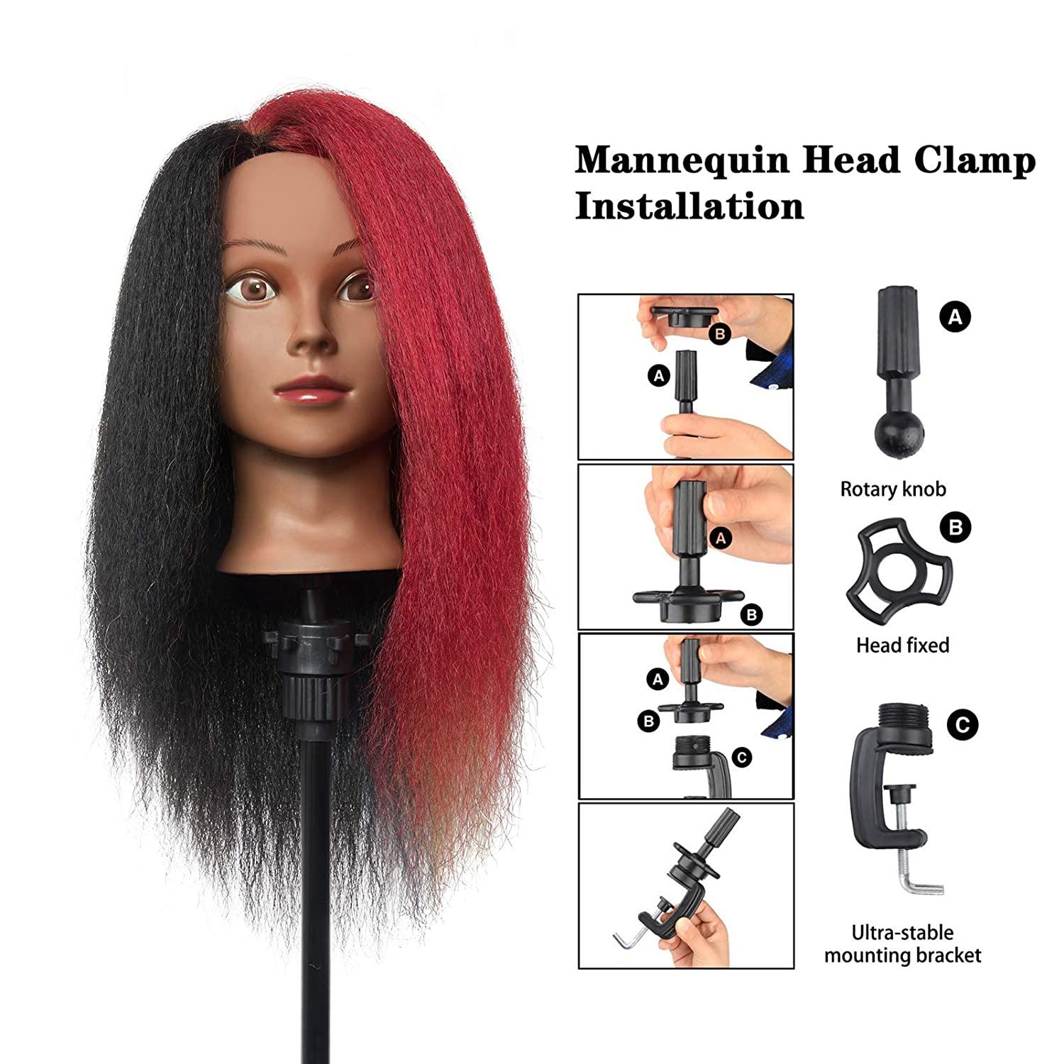 MEIBR 100% Real Hair Mannequin Head 16 inch - Styling Training Head for ...