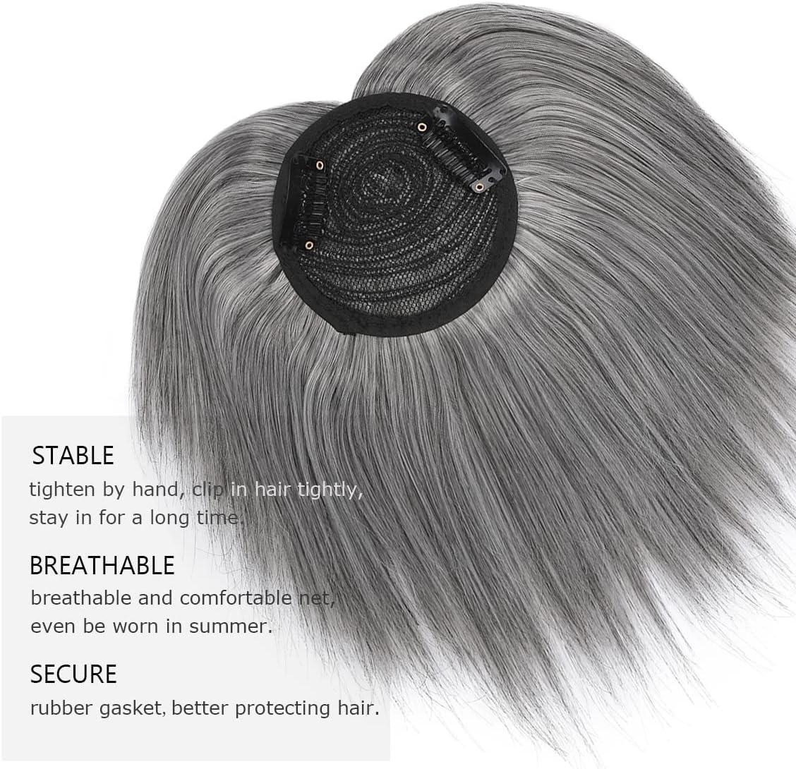 Yamel 2-Clip Hair Topper for Women - Dark Grey Synthetic Wiglet for ...