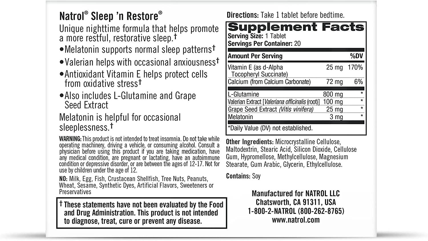 Natrol Sleep & Restore - 20 Tablets for Restful Sleep | Optimize Your ...