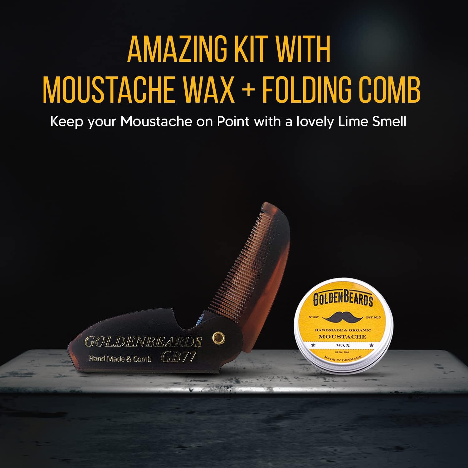 Moustache Wax & Folding Comb Kit - Best Price for Superior Moustache ...