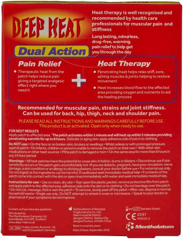 Deep Heat Pain Relief Heat Patches - 4 Count Pack for Fast Relief