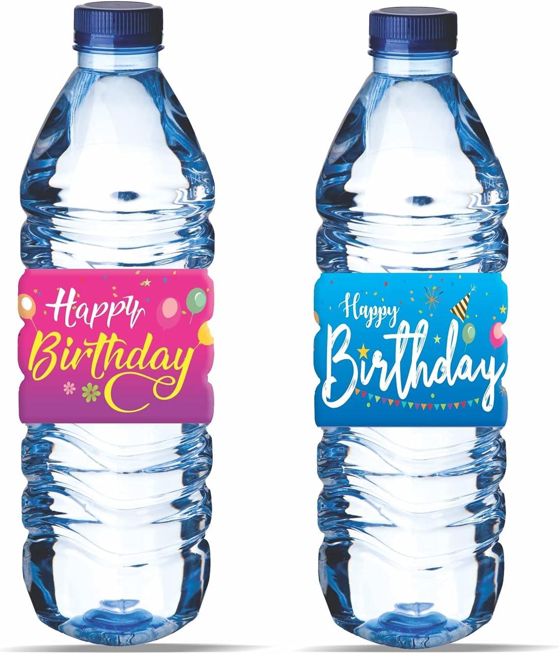 Happy Birthday Water Bottle Labels - Pack of 100 Wrappers for Party ...