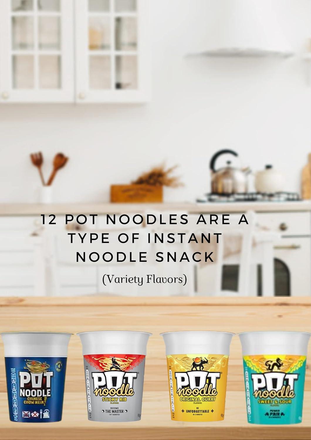 Pot Noodle 4 Variety Include Chow Mein Chinese Noodles Sticky Rib ...