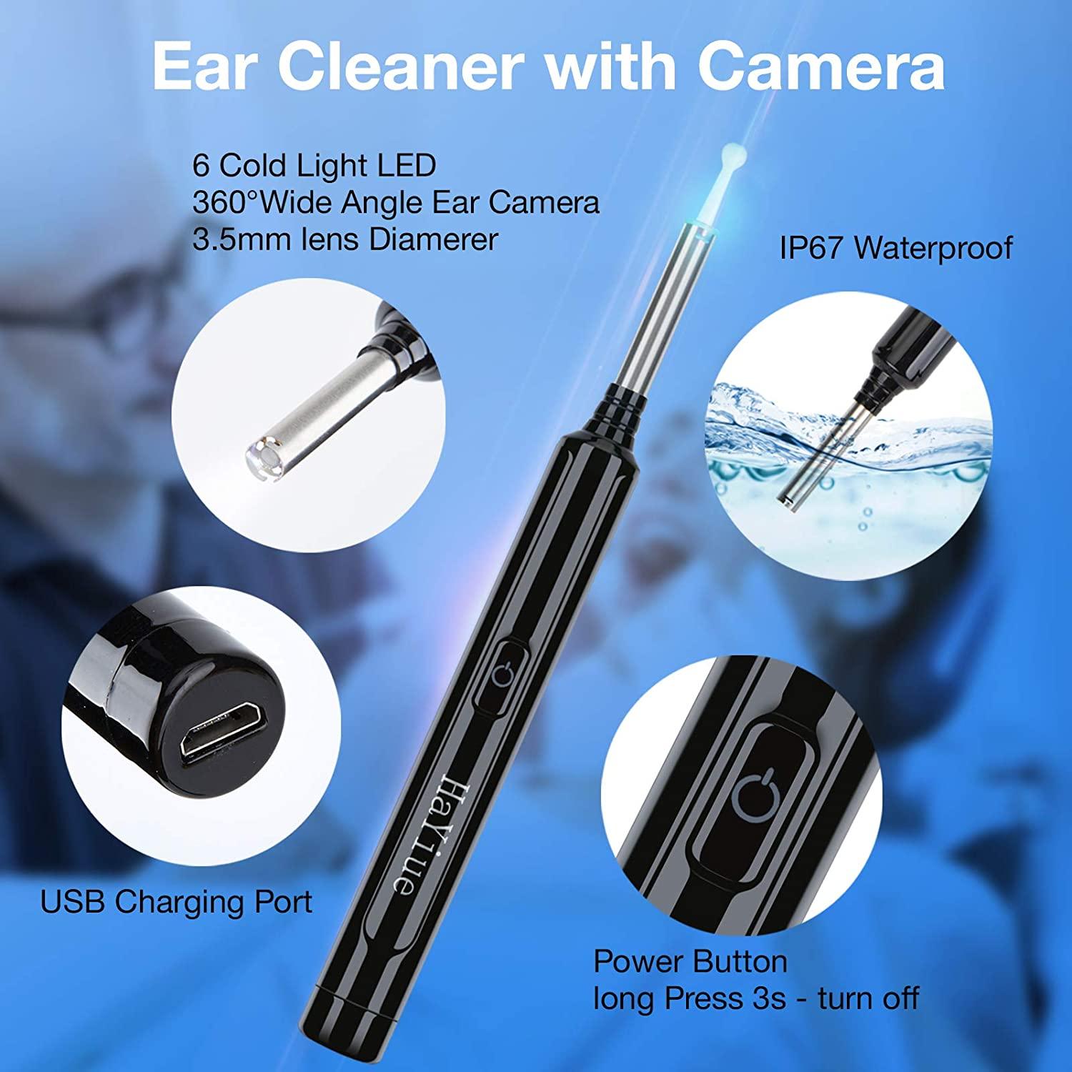 Wireless Ear Wax Removal Kit with Camera â€“ 1296P FHD Otoscope & 6 ...
