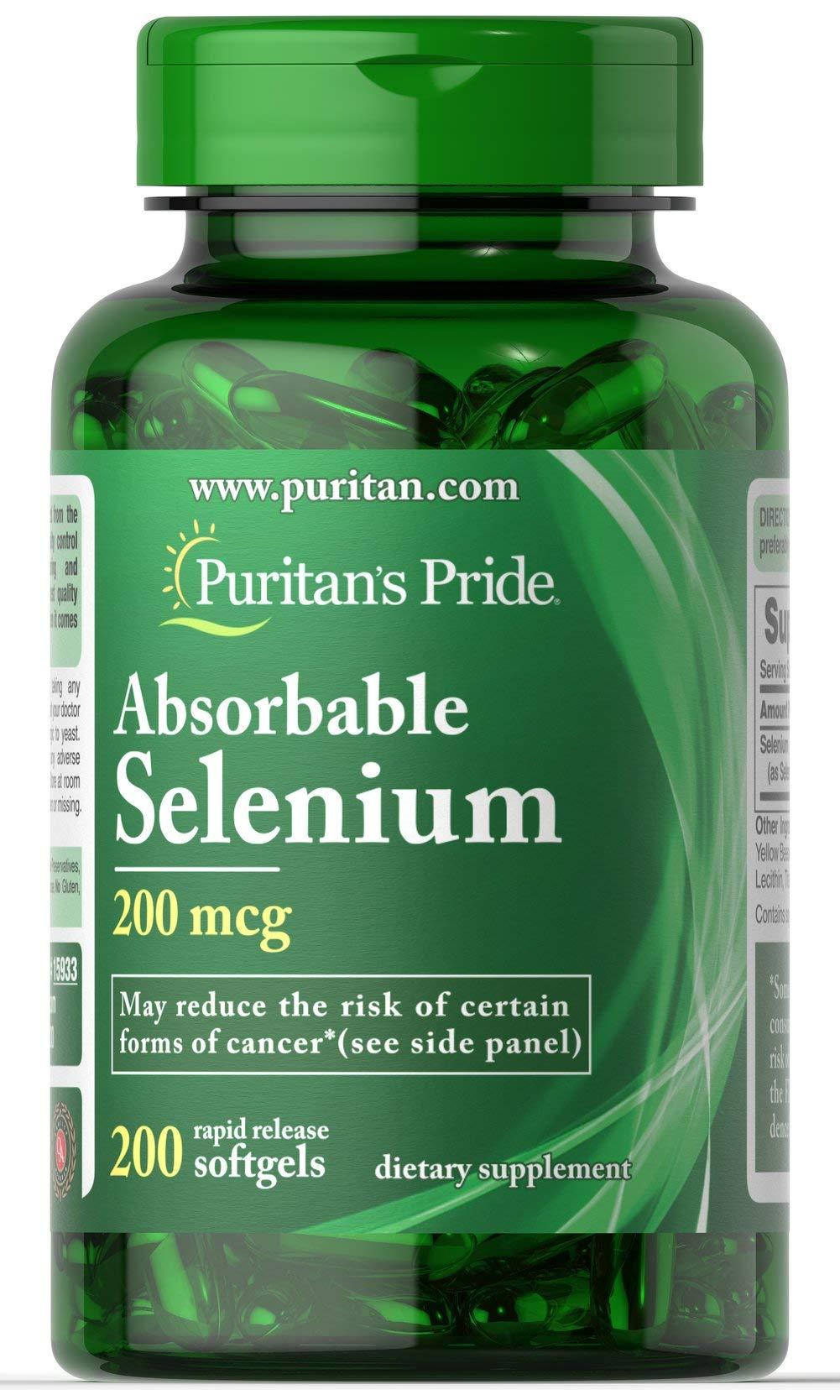 Puritan's Pride Selenium 200 mcg - 200 Softgels | High Absorption ...