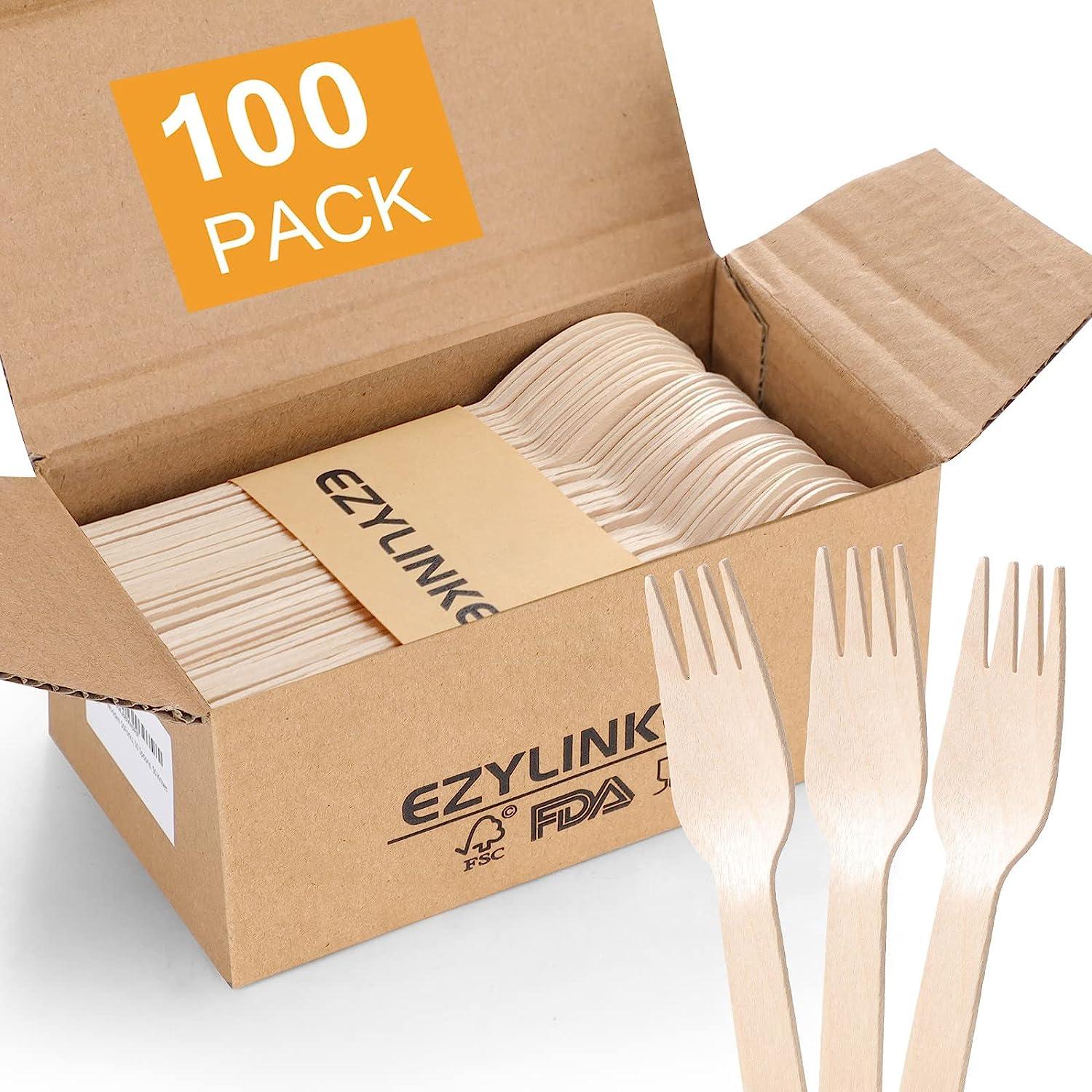 100Pcs Eco-Friendly Wooden Forks - Biodegradable & Compostable ...