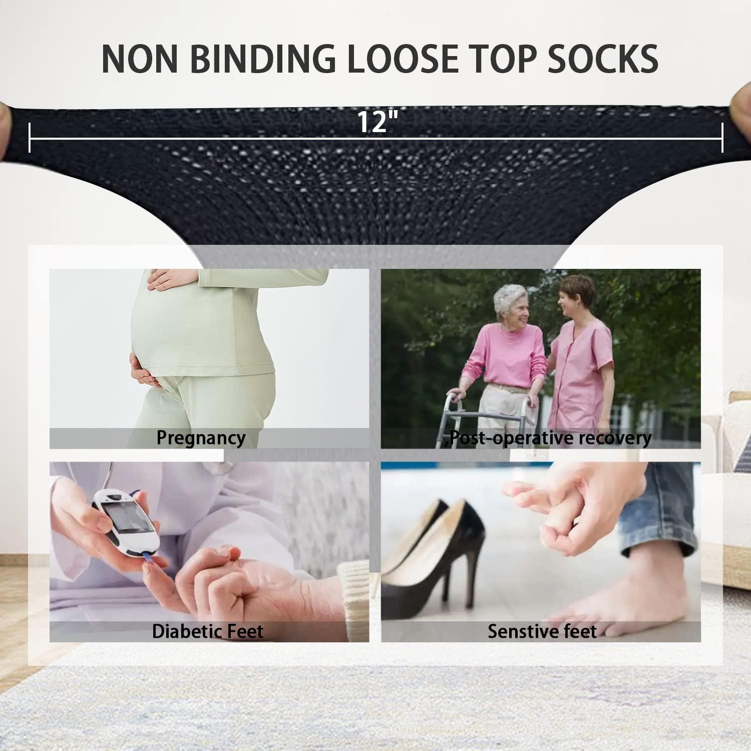 Fibye Extra Wide Socks for Swollen Feet - 2 Pairs Diabetic Edema ...