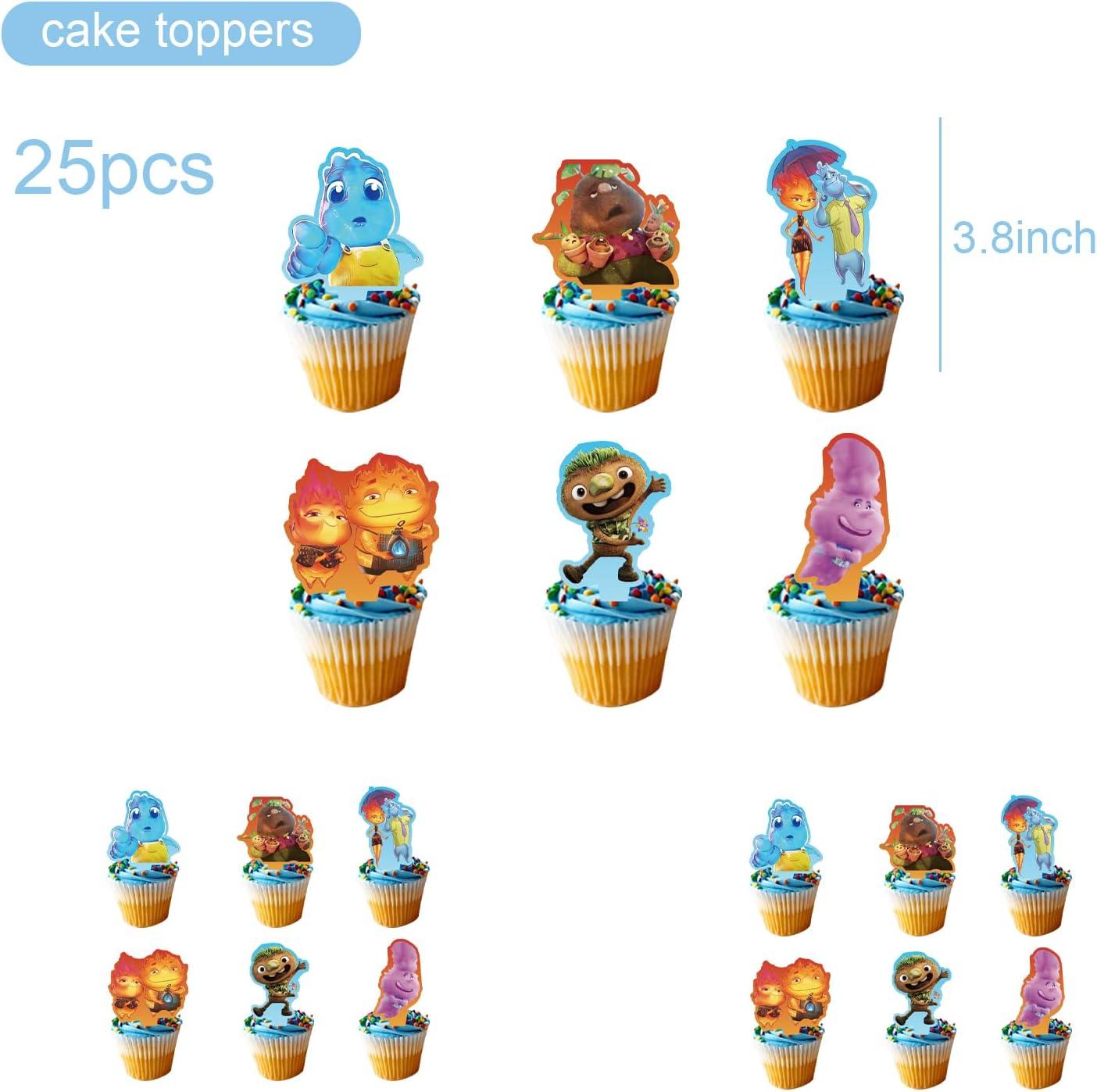 Omto 25Pcs Elemental Cake Toppers Cupcake Toppers Elemental Birthday ...