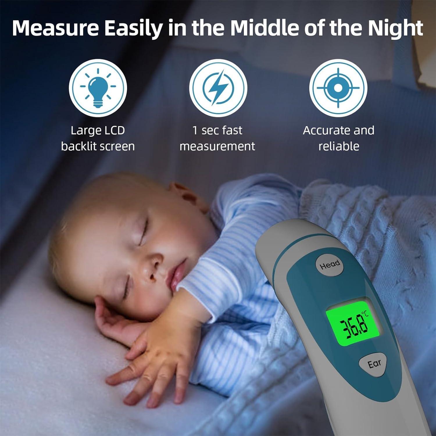 Digital Thermometer for Adults & Babies - Forehead & Ear Scanning ...