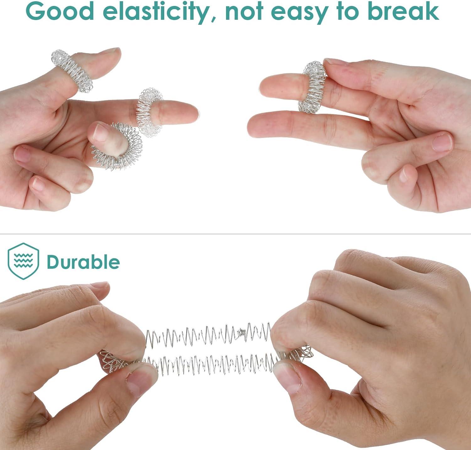 8-Piece Silver Acupressure Rings Set - Finger Massage Rings for Stress ...